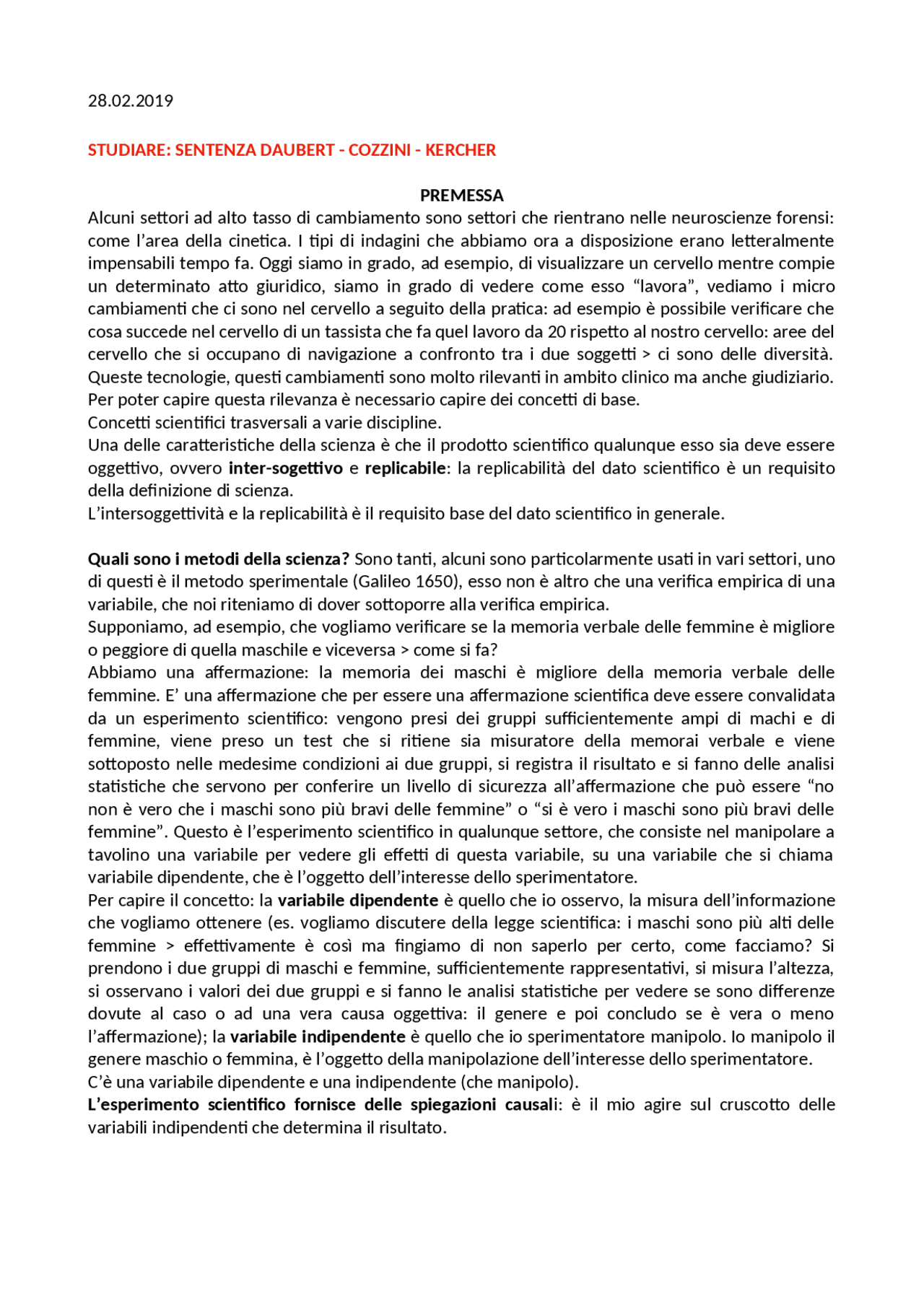 Sbobine Neuroscienze Forensi Aa 20192020 Docsity