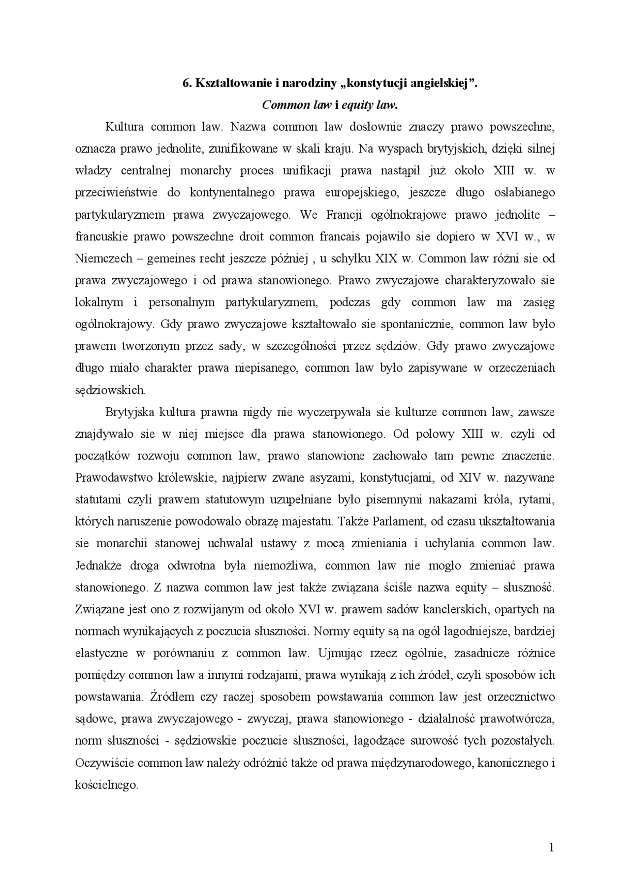 Historia państwa i prawa - Common law i equity law w Anglii ...
