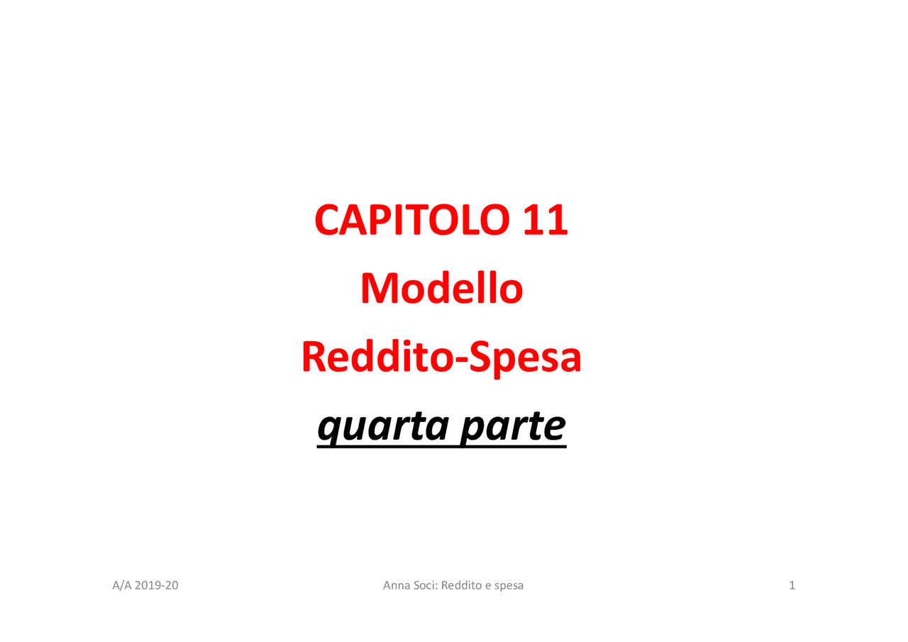 Modello Reddito Spesa Appunti Di Macroeconomia Docsity
