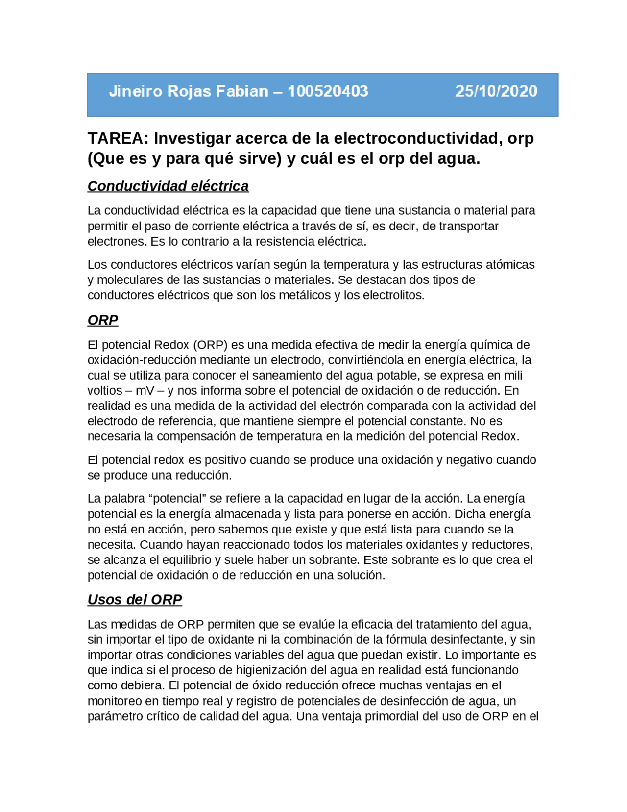 Conductimetria Tipos De Conductividad Apuntes De Química Docsity