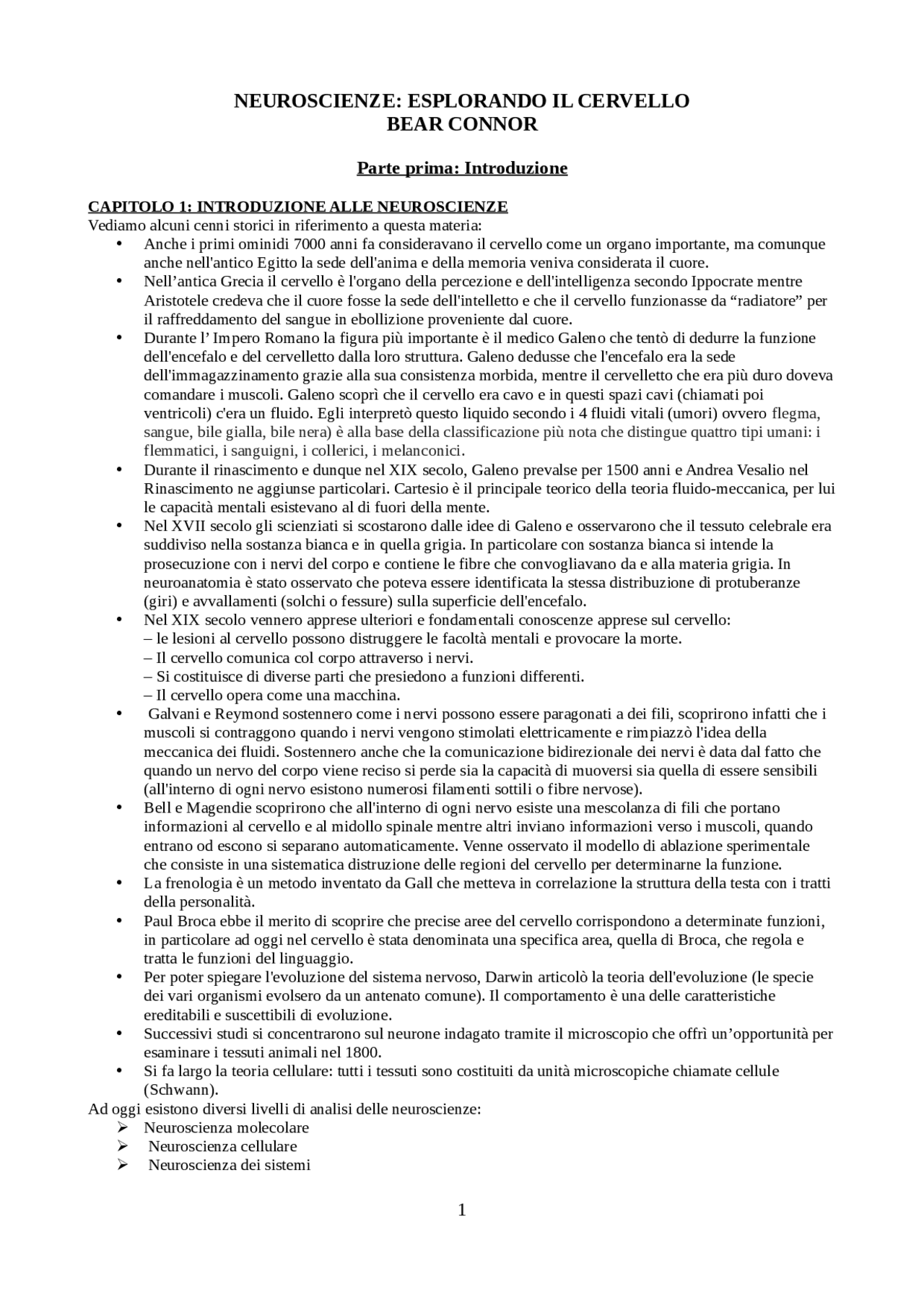 Neuroscienze Esplorando Il Cervello Connors Bears Docsity