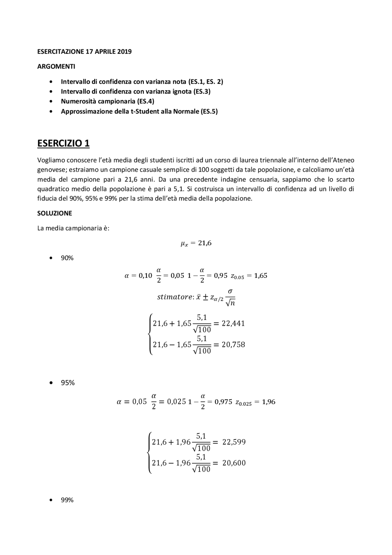 Esercitazione Varianza Docsity