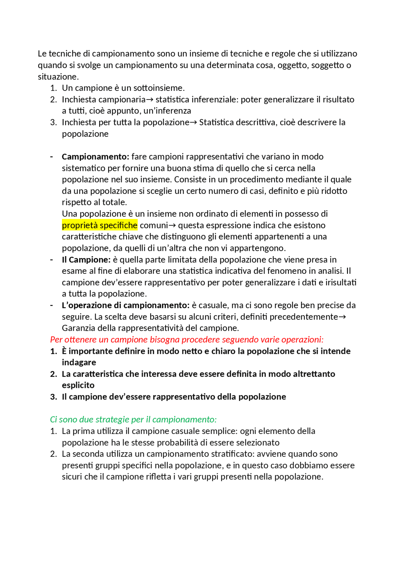 Le Tecniche Di Campionamento Docsity