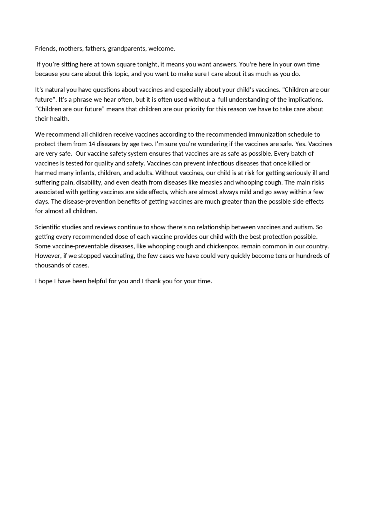 Discorso Relativo Ai Vaccini In Inglese Docsity