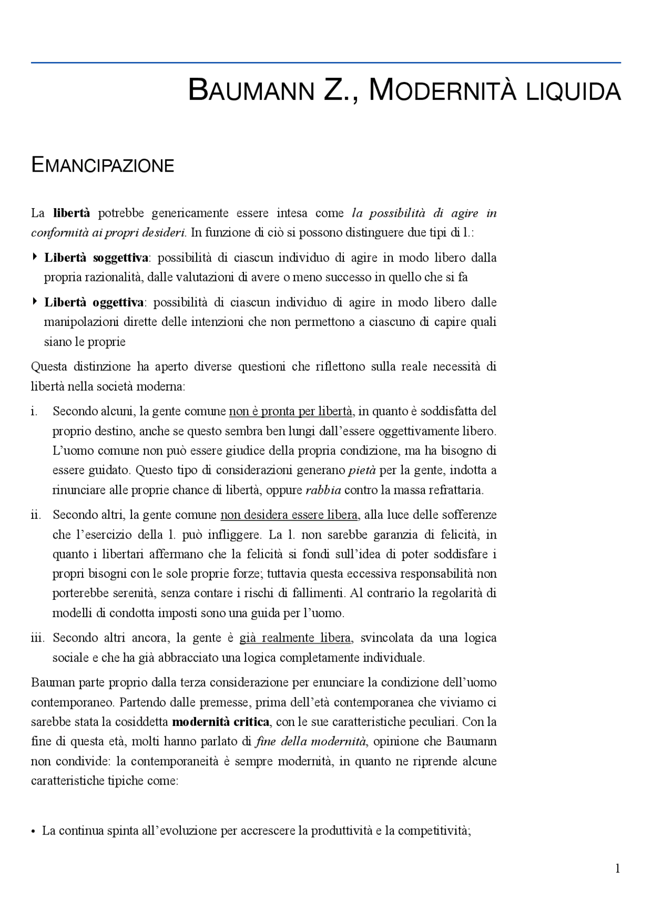 Libro Modernità Liquida Baumann Docsity