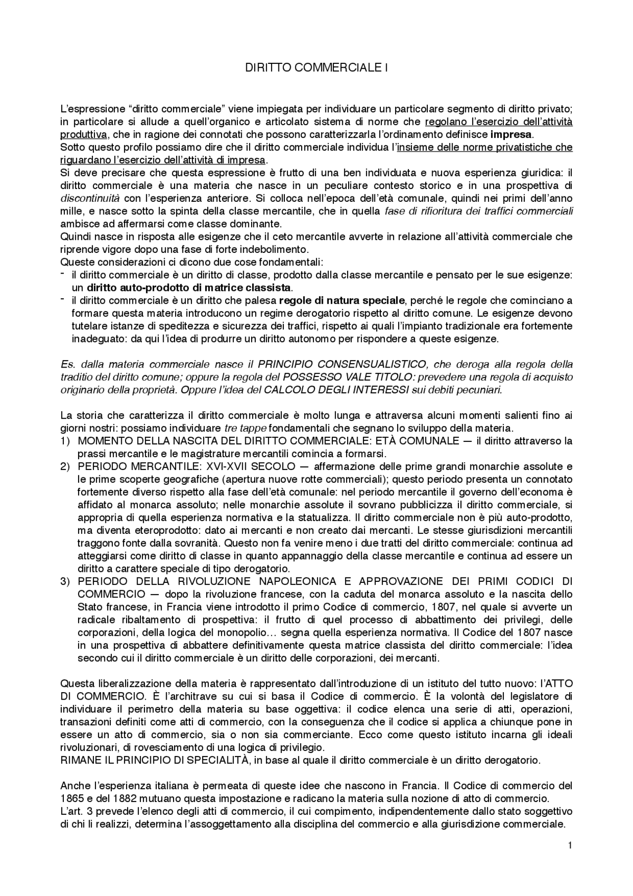Diritto Commerciale 20192020 Prof Barachini Docsity