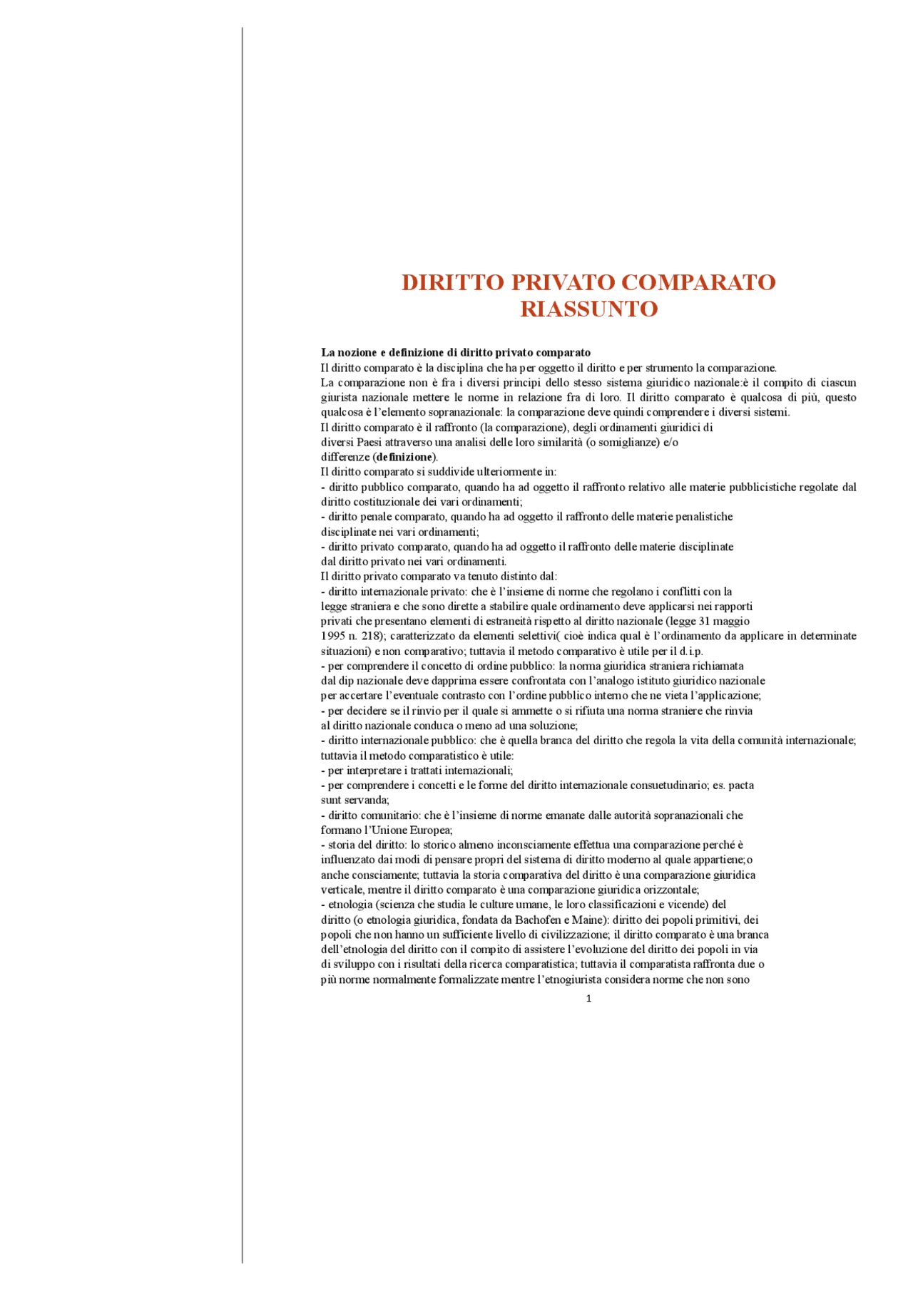 Diritto Privato Comparato Unicusano Docsity