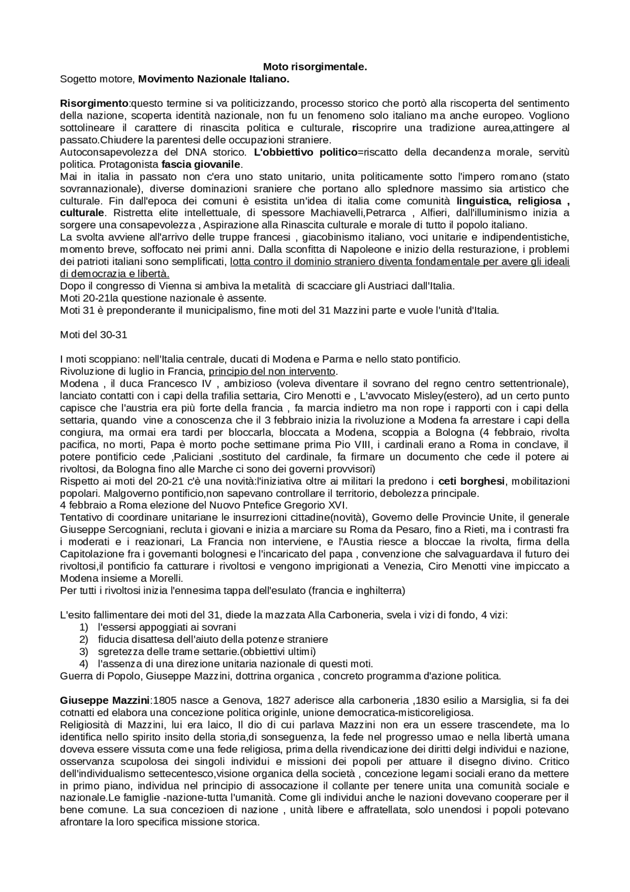 Lezioni Storia Del Risorgimento 1 5 Docsity