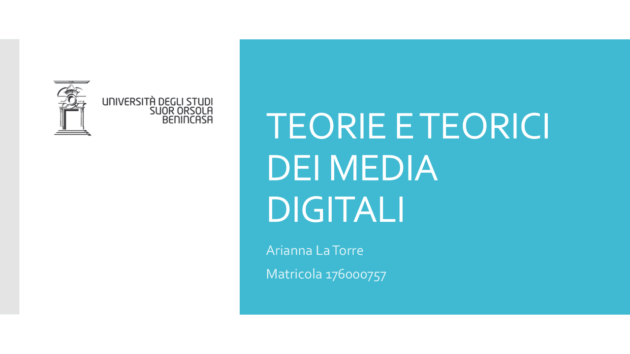 Teorici Dei Media Digitali Docsity