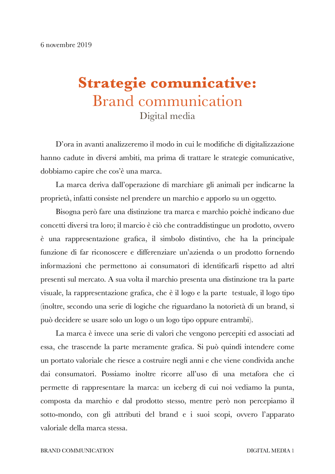 Digital Media Brand Communication Docsity