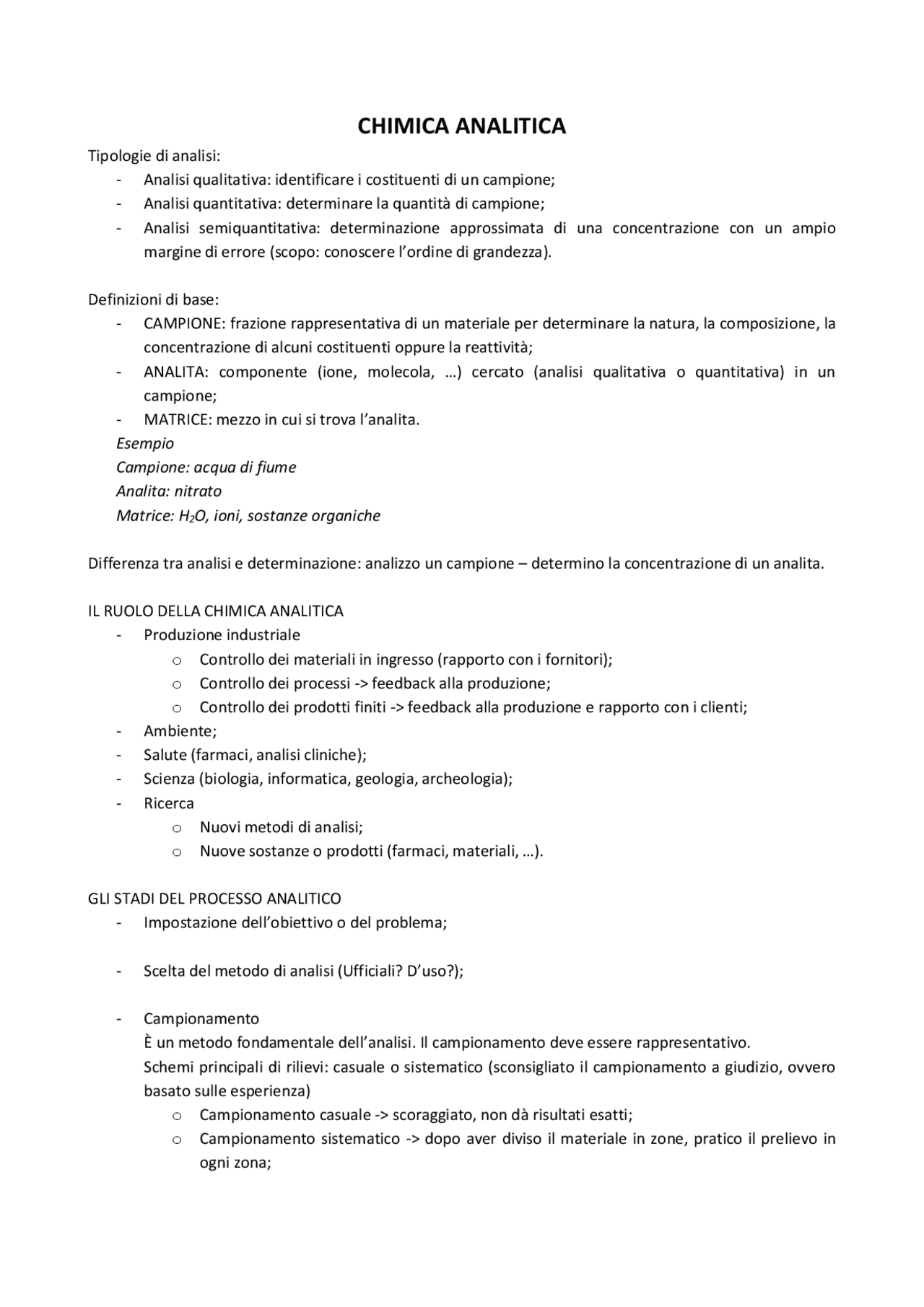 Chimica Analitica Ctf Docsity
