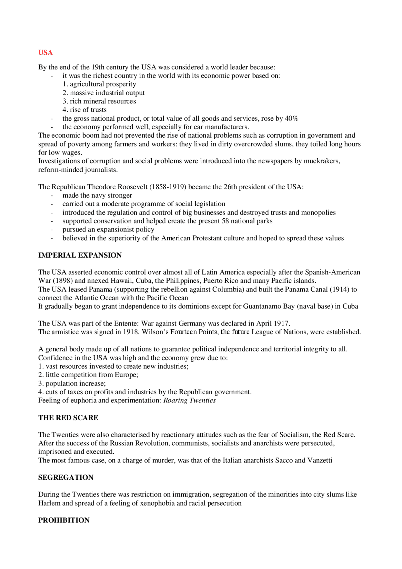 USA IN 19th CENTURY. - Docsity