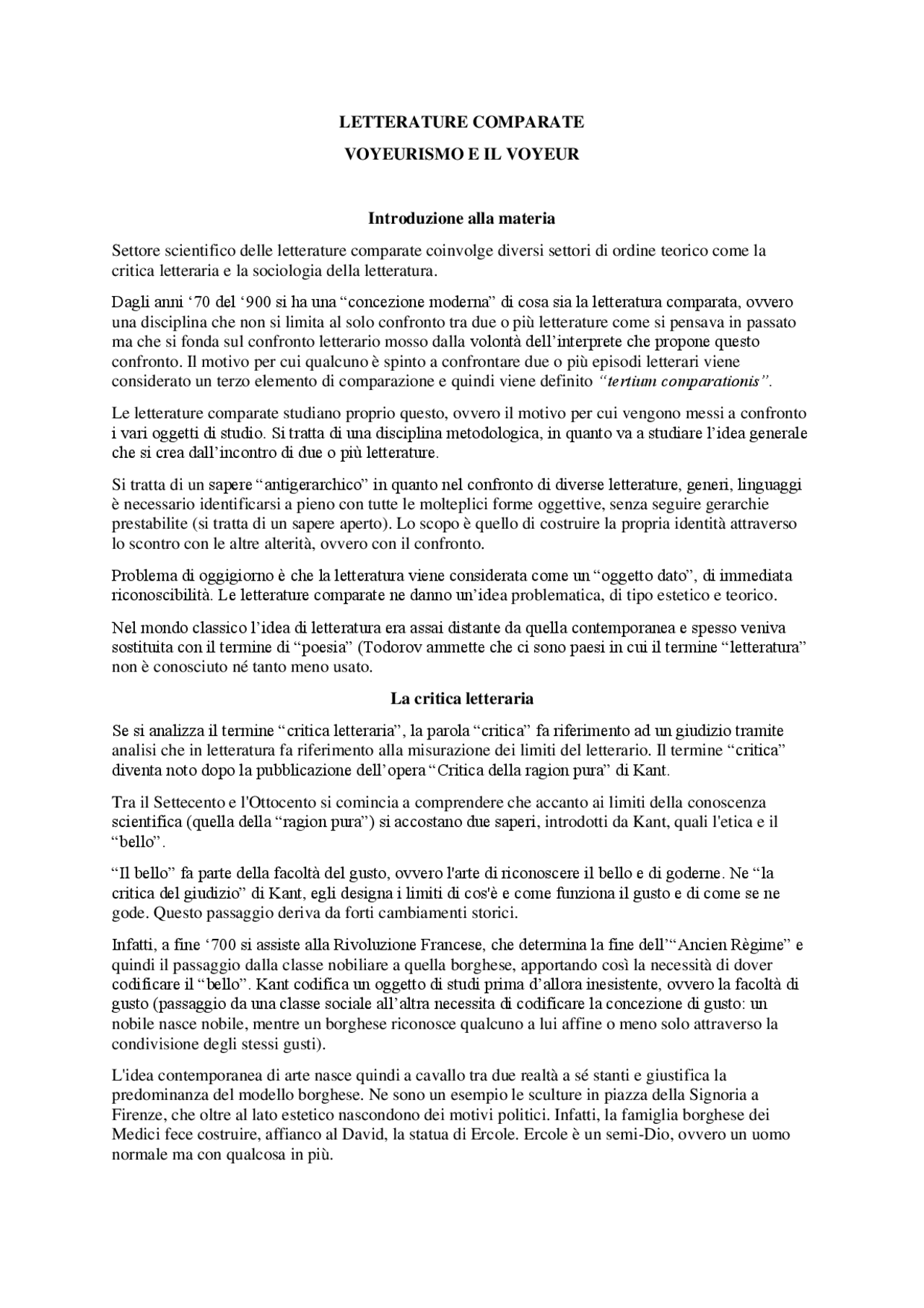 Letterature Comparate Docsity