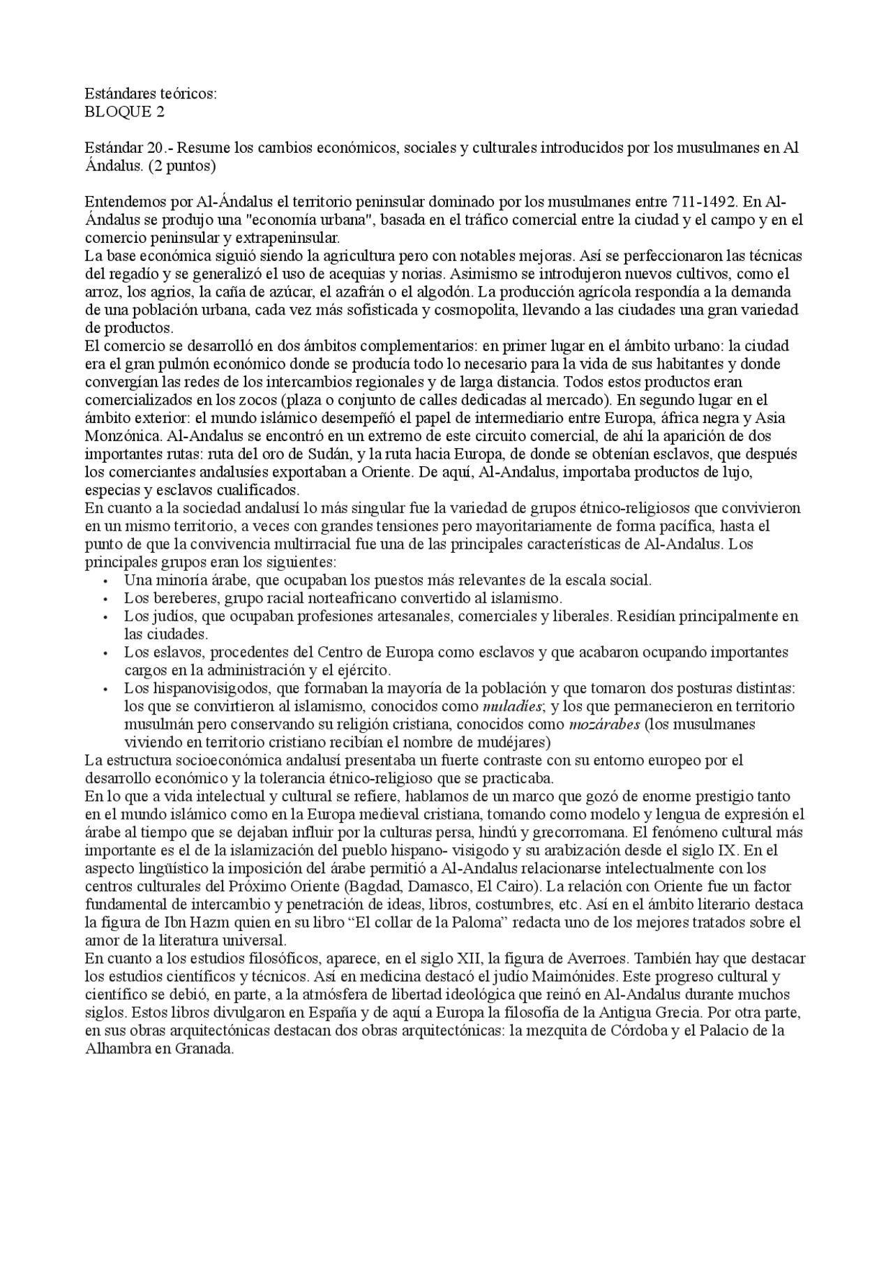 Historia De España Bloque 2 Docsity