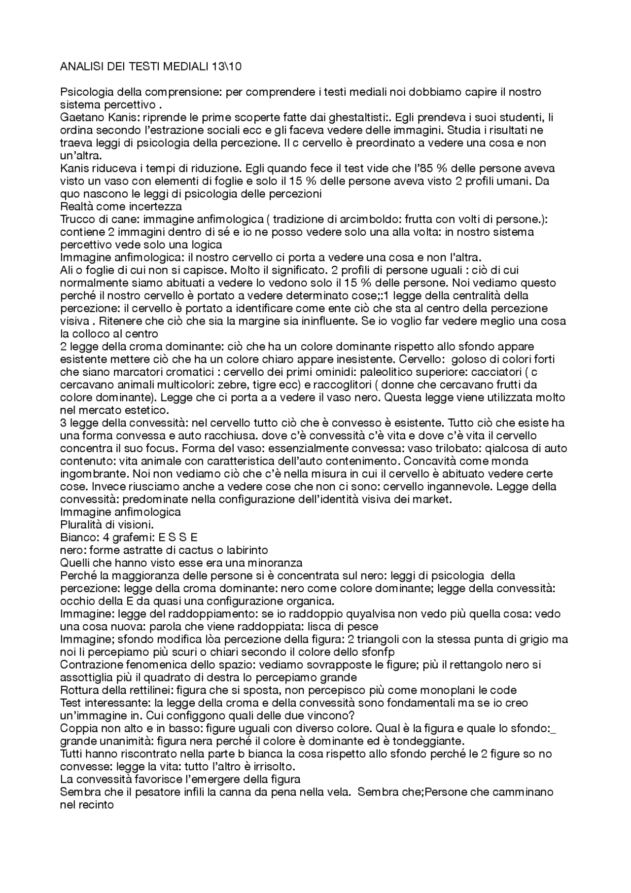 Análisi Dei Testi Mediali 1310 Docsity