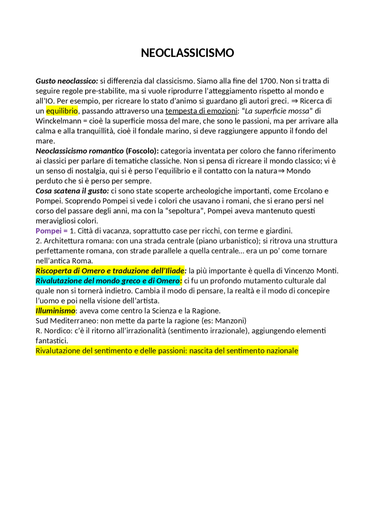 Appunti Sul Neoclassicismo Docsity