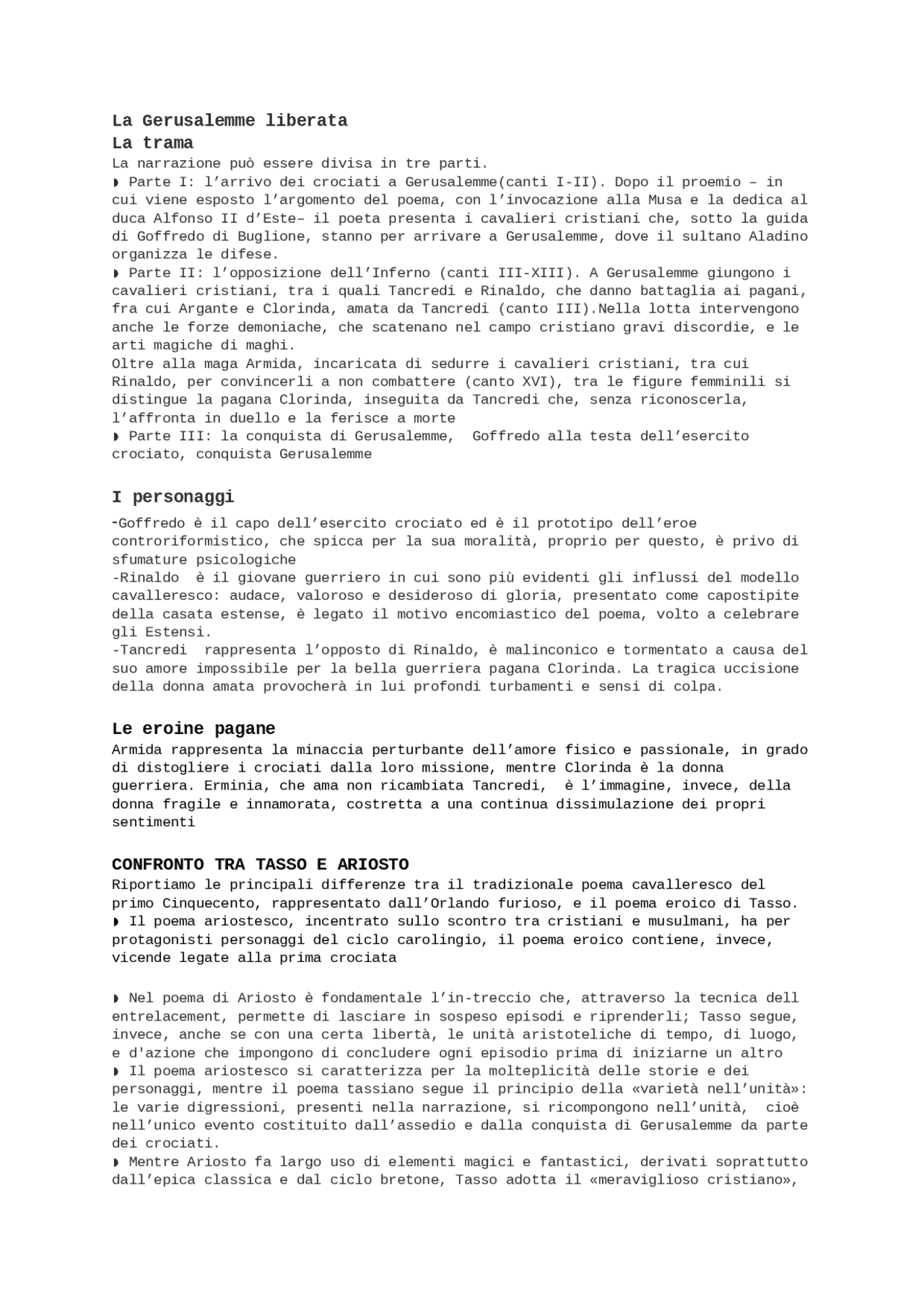 La Gerusalemme Liberata Teoria Docsity