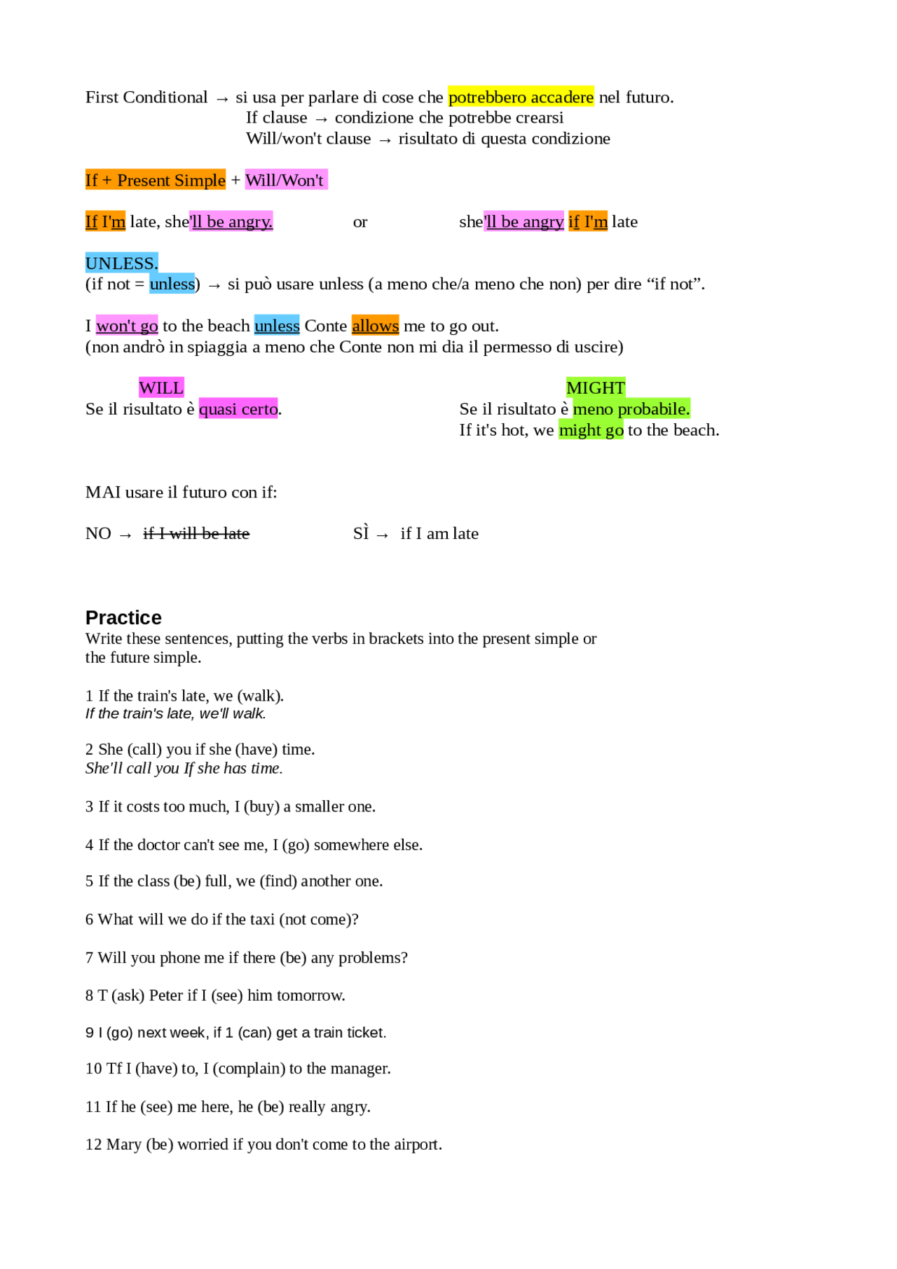 First conditional, feelings and Adjectives -ed -ing - Docsity