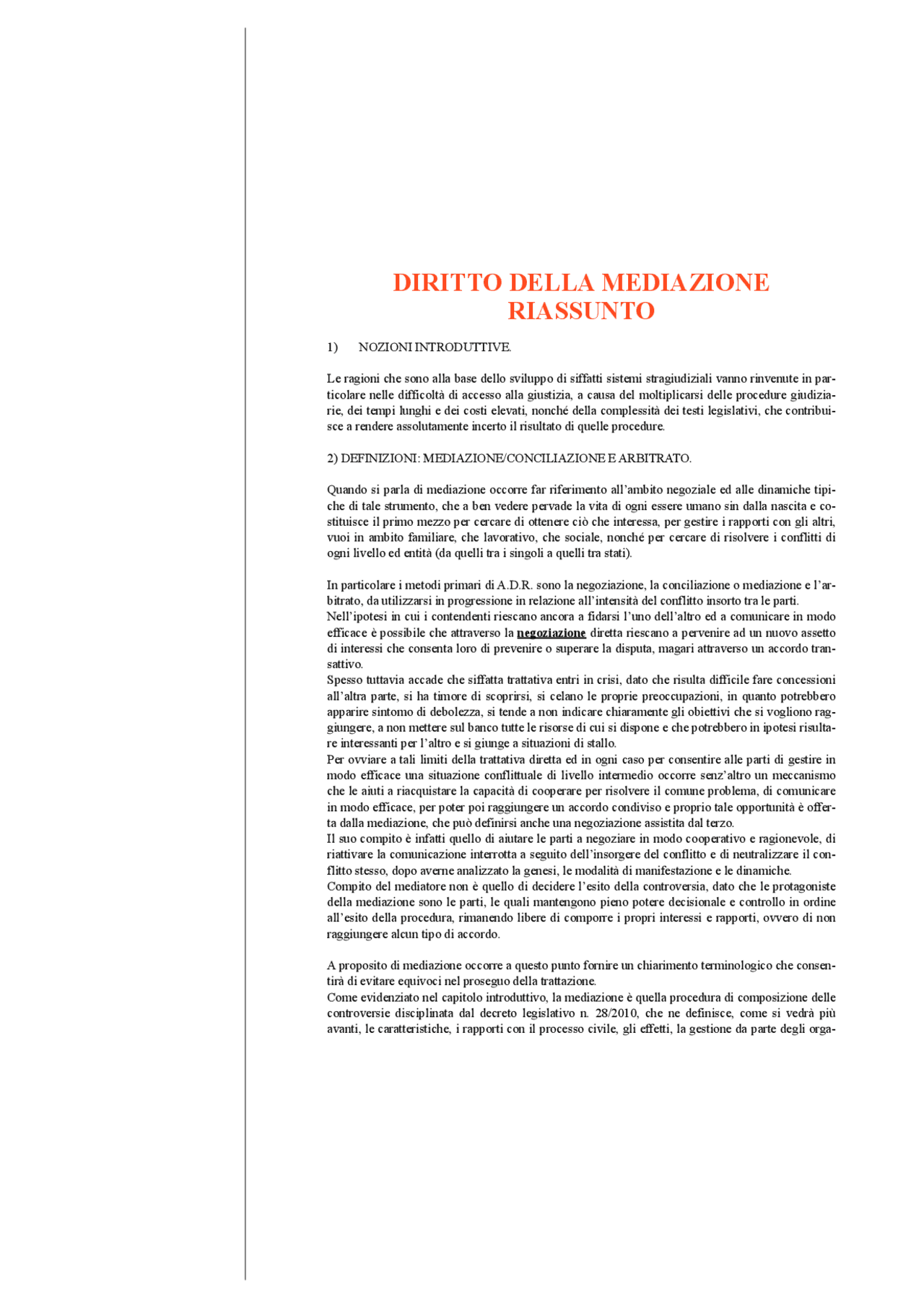 Diritto Della Mediazione Docsity
