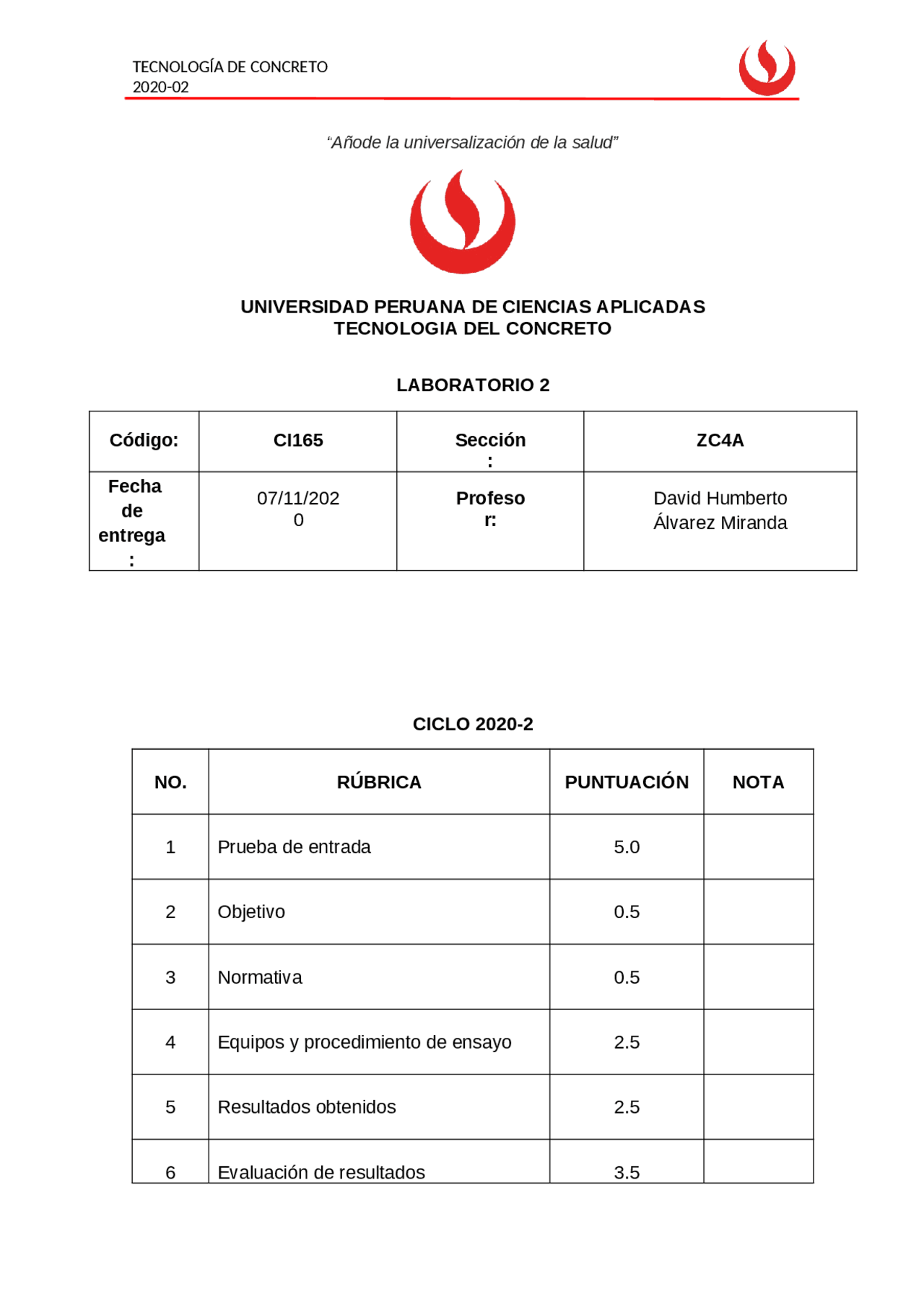Lab 2 Tecnologia Del Concreto Upc Docsity
