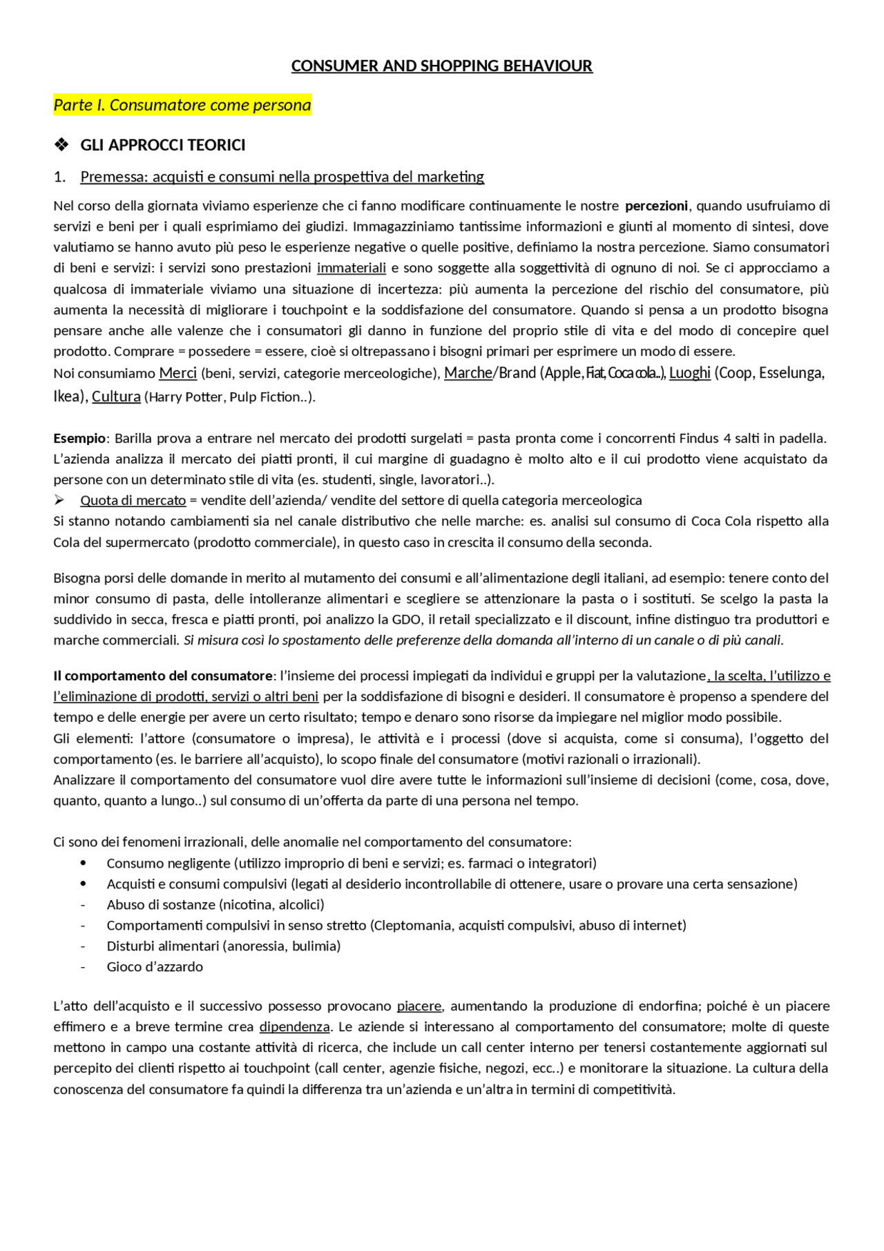 Riassunto Consumer And Shopping Behaviour Appunti Slide Libro Unimi