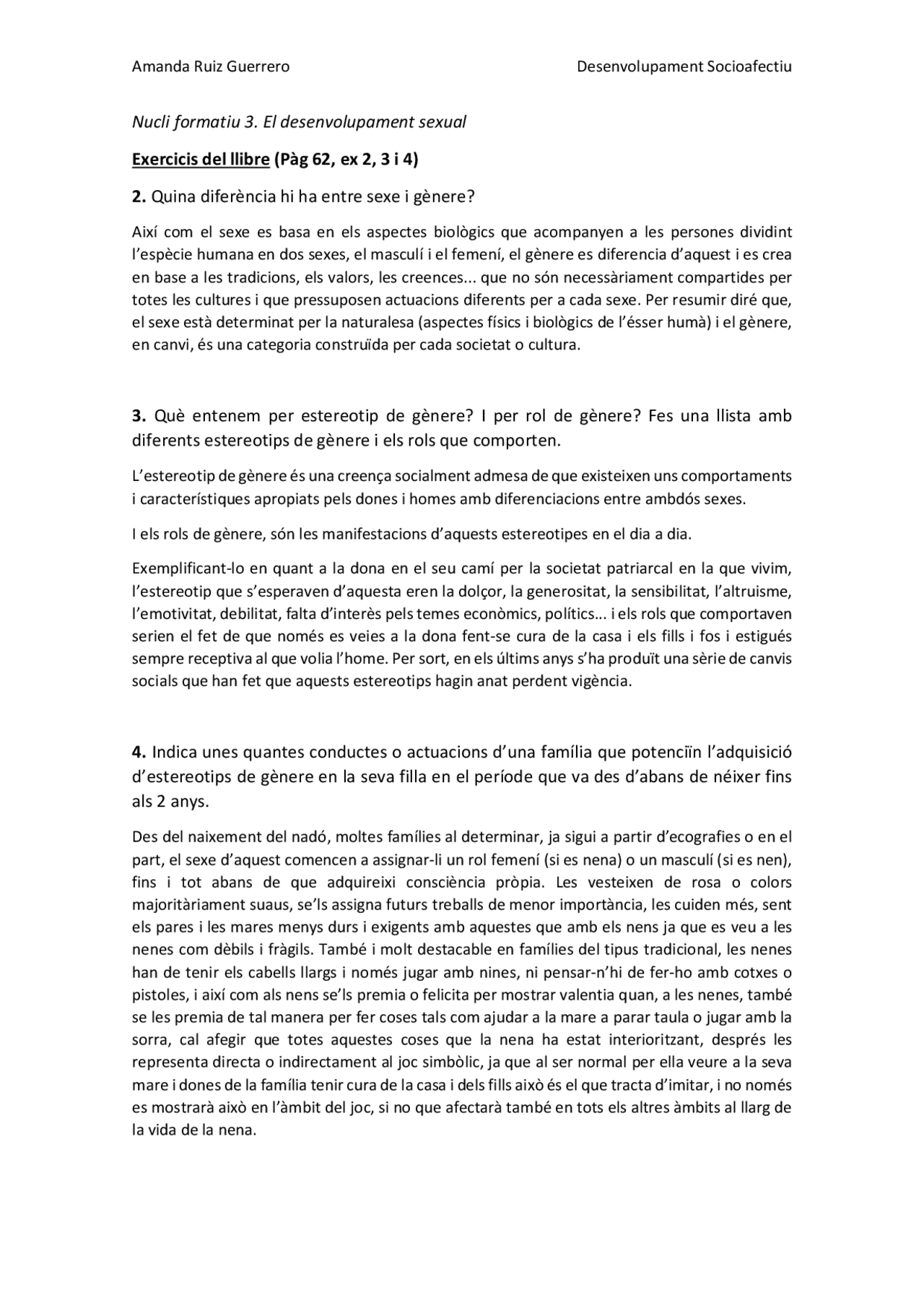 Exercicis Del Llibre Desenvolupament Socioafectiu Docsity
