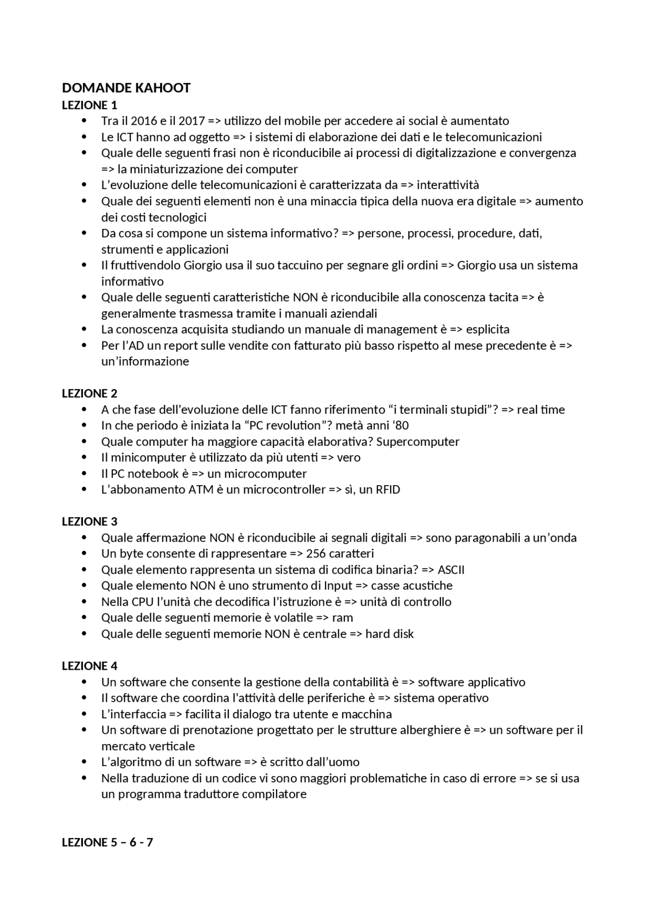 Informatica Generale Docsity