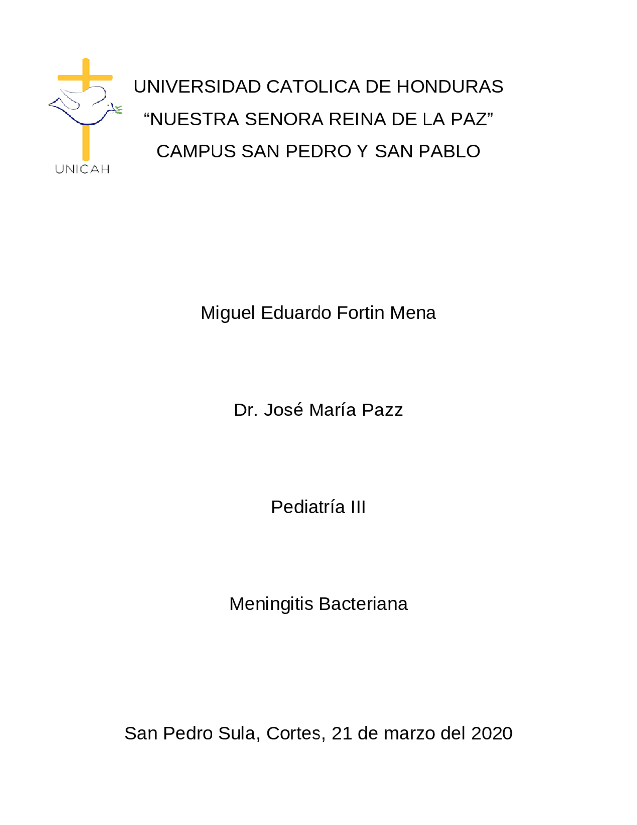 Meningitis Bacteriana Lectures De Pédiatrie Docsity