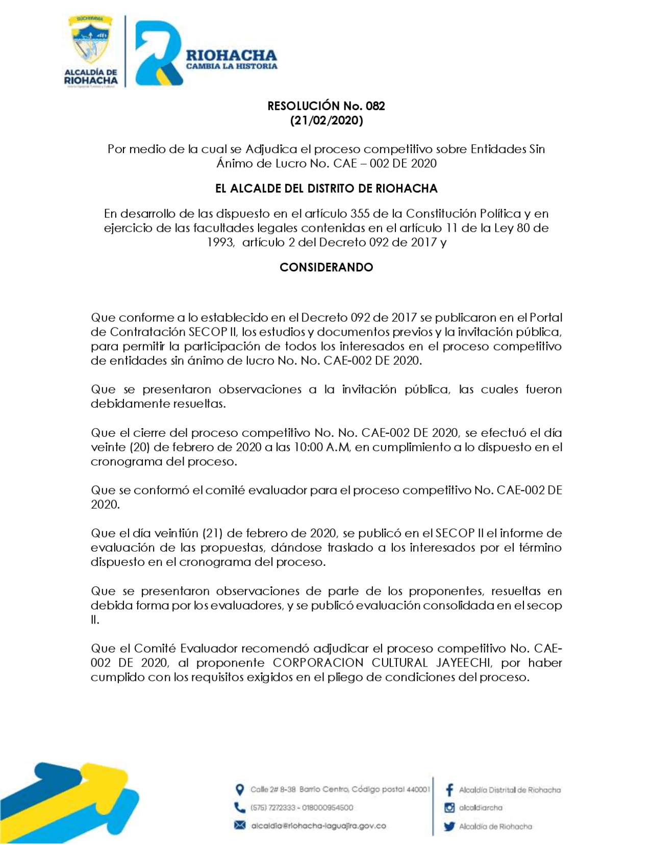 Resolución de Adjudicación - Docsity