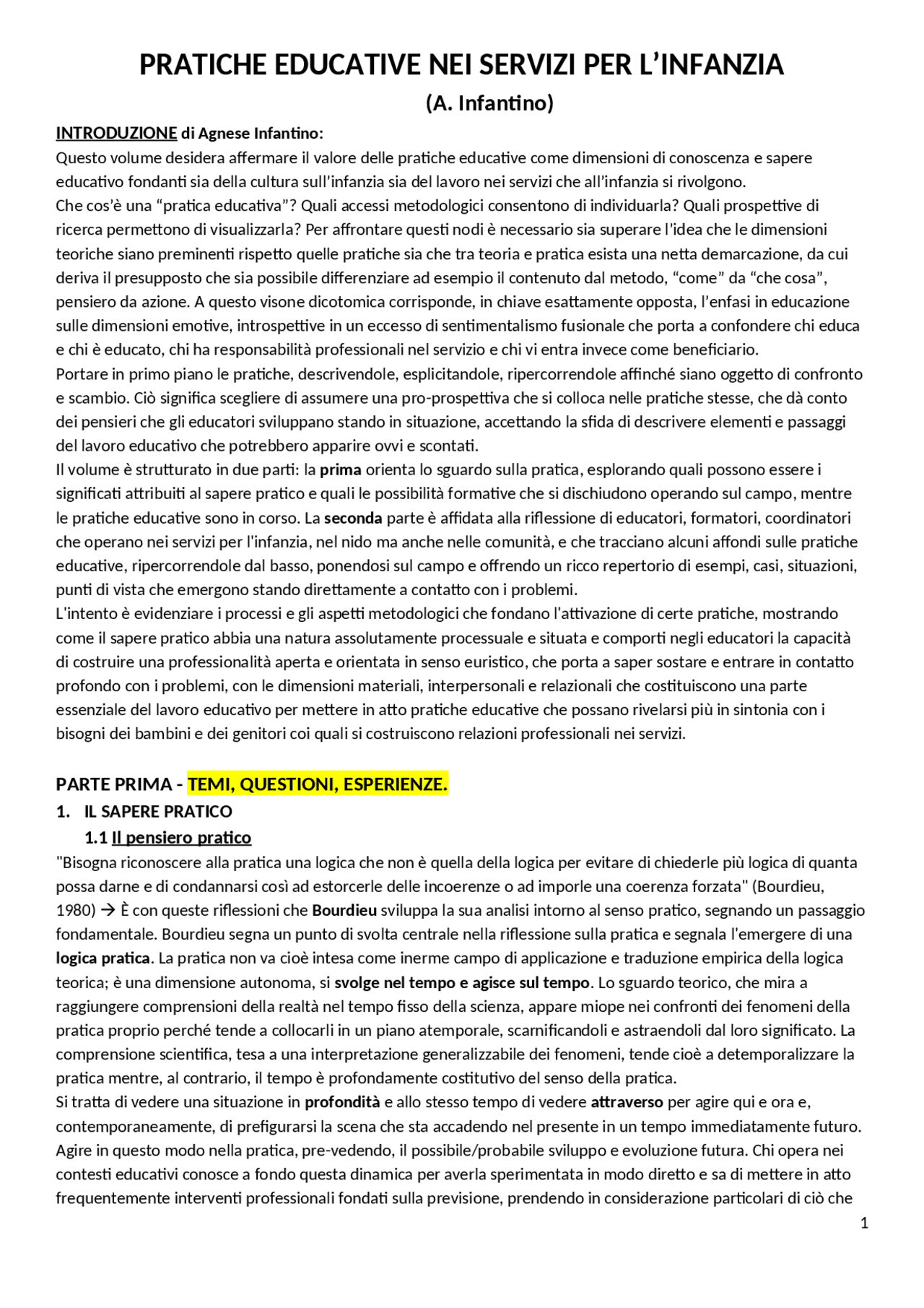 Pratiche Educative Nei Servizi Per Linfanzia Docsity