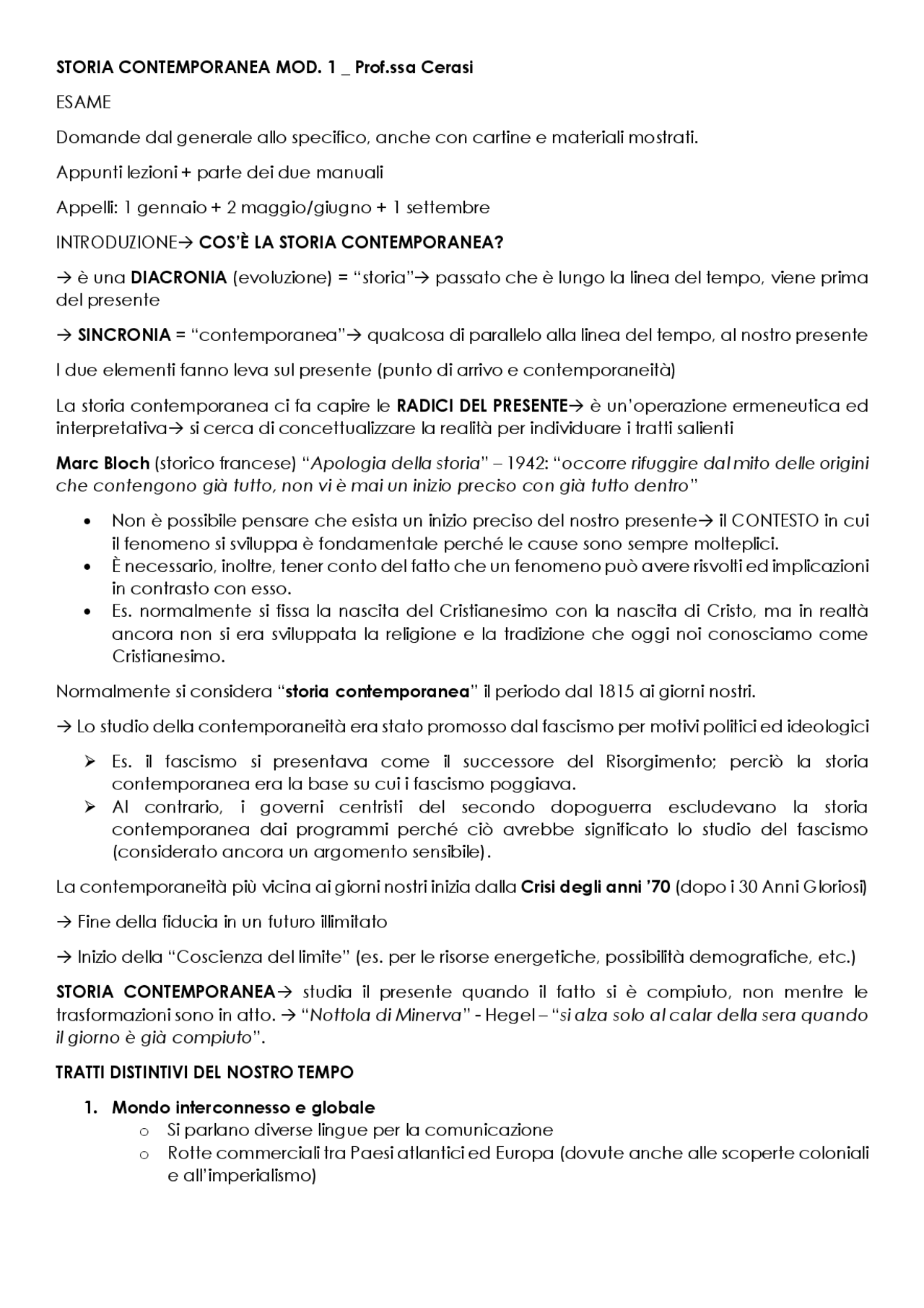 Storia Contemporanea Docsity