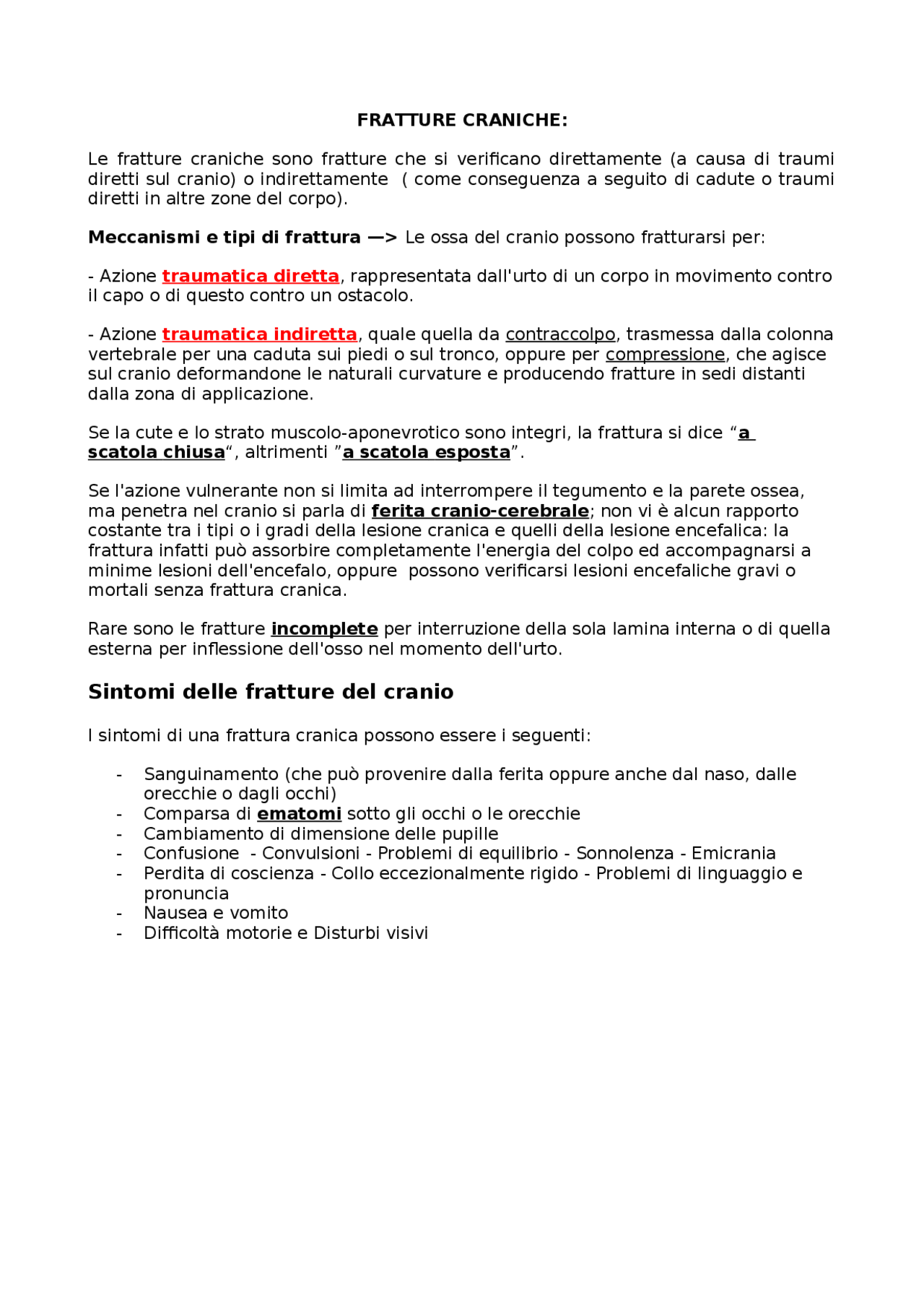 Classificazione Delle Fratture Craniche Docsity