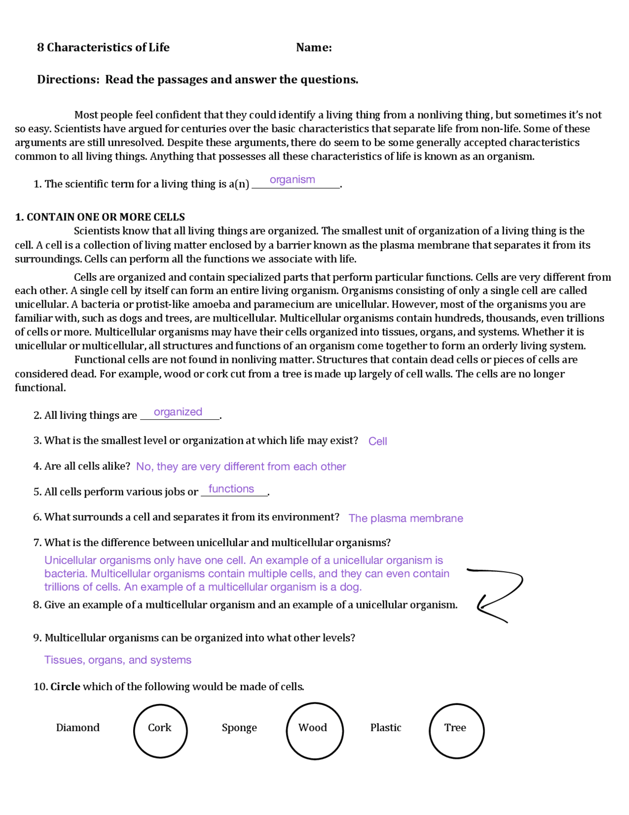 Characteristics of Life Packet - Docsity