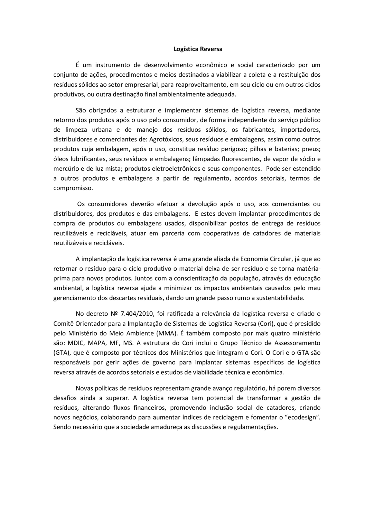 Logistica Reversa Na Gestão De Resíduos Docsity
