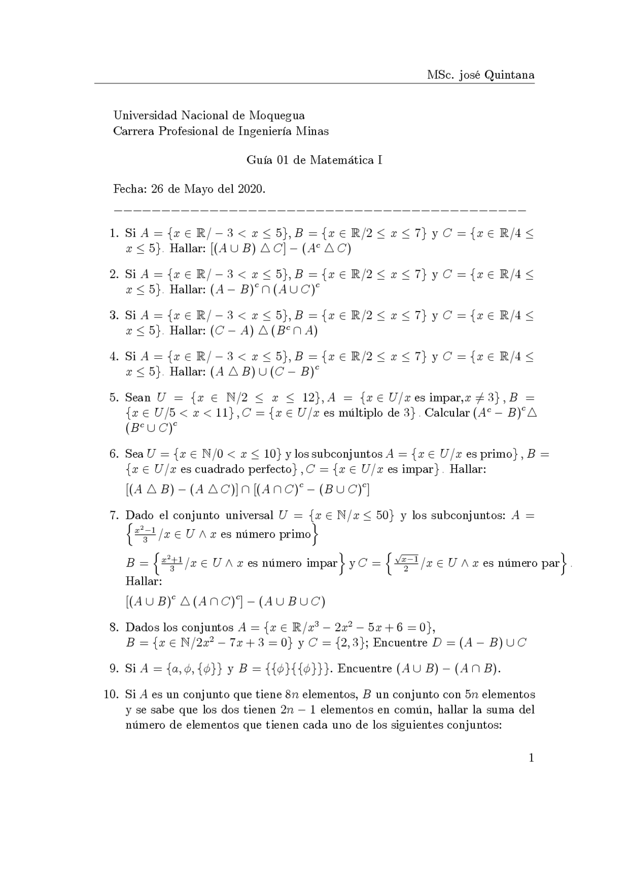 Matematica Ejercicios Docsity