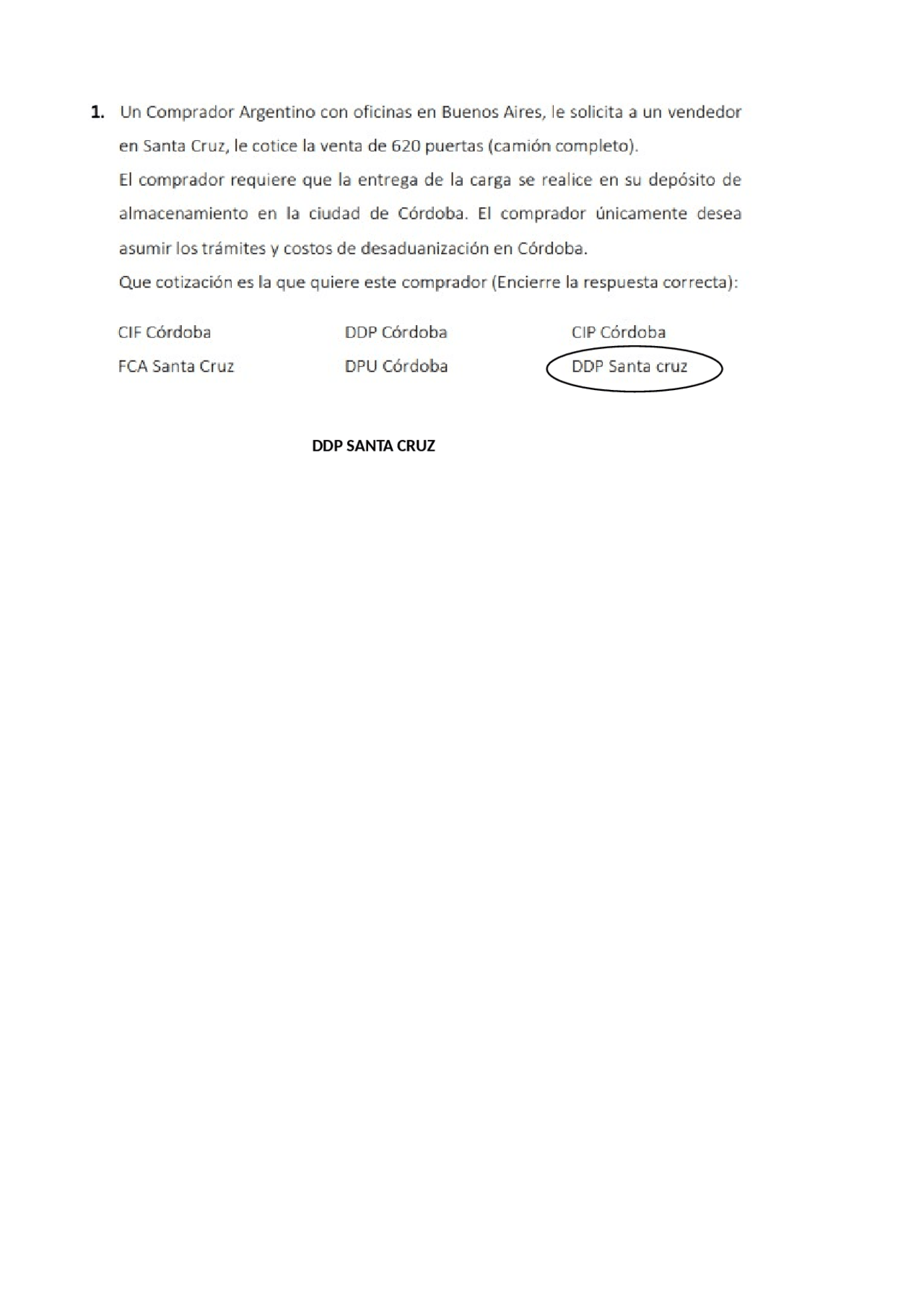 INCOTERMS - Ejercicios Resueltos | Ejercicios de Comercio Exterior | Docsity