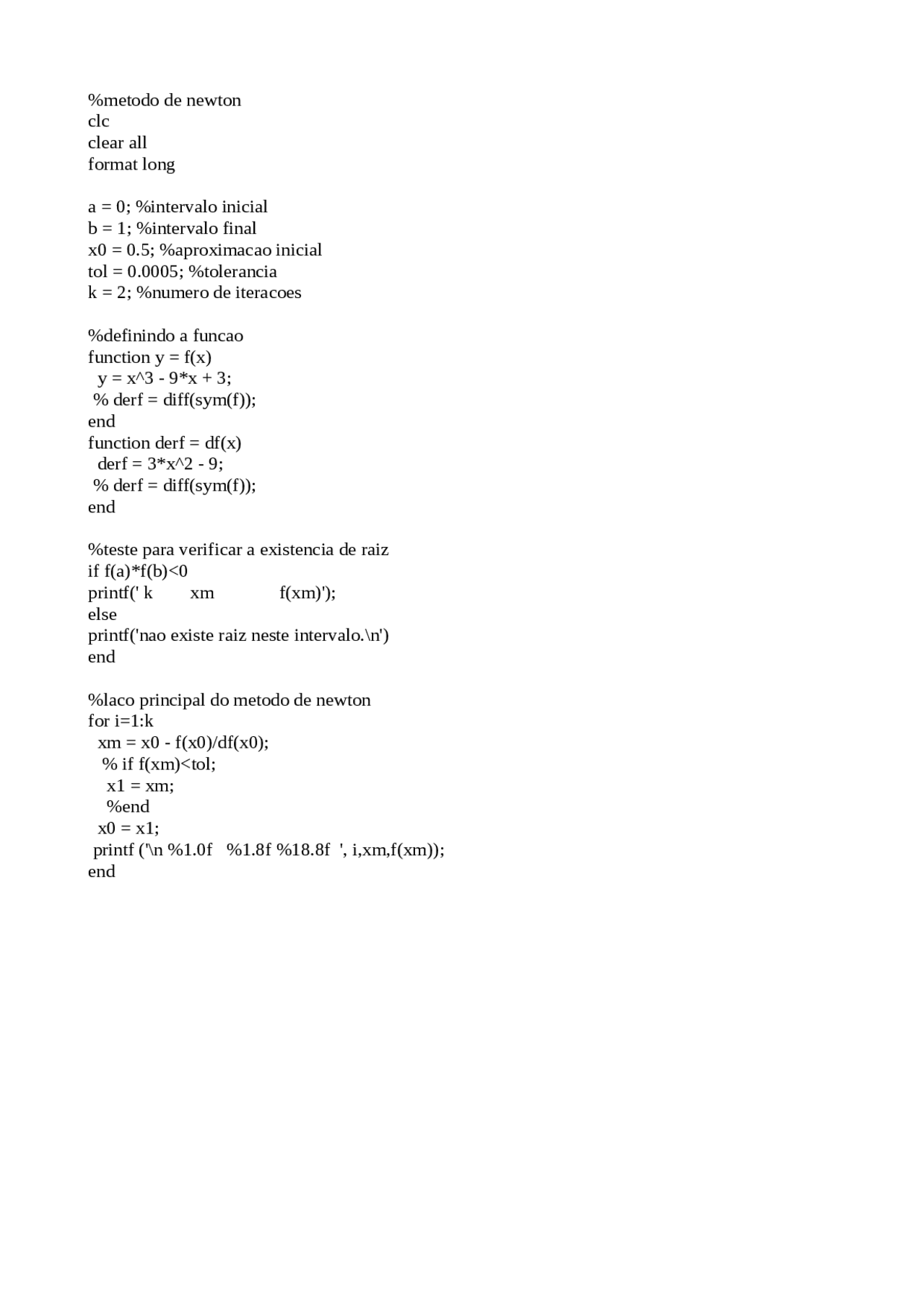 Método De Newton Em Octave Matlab Docsity
