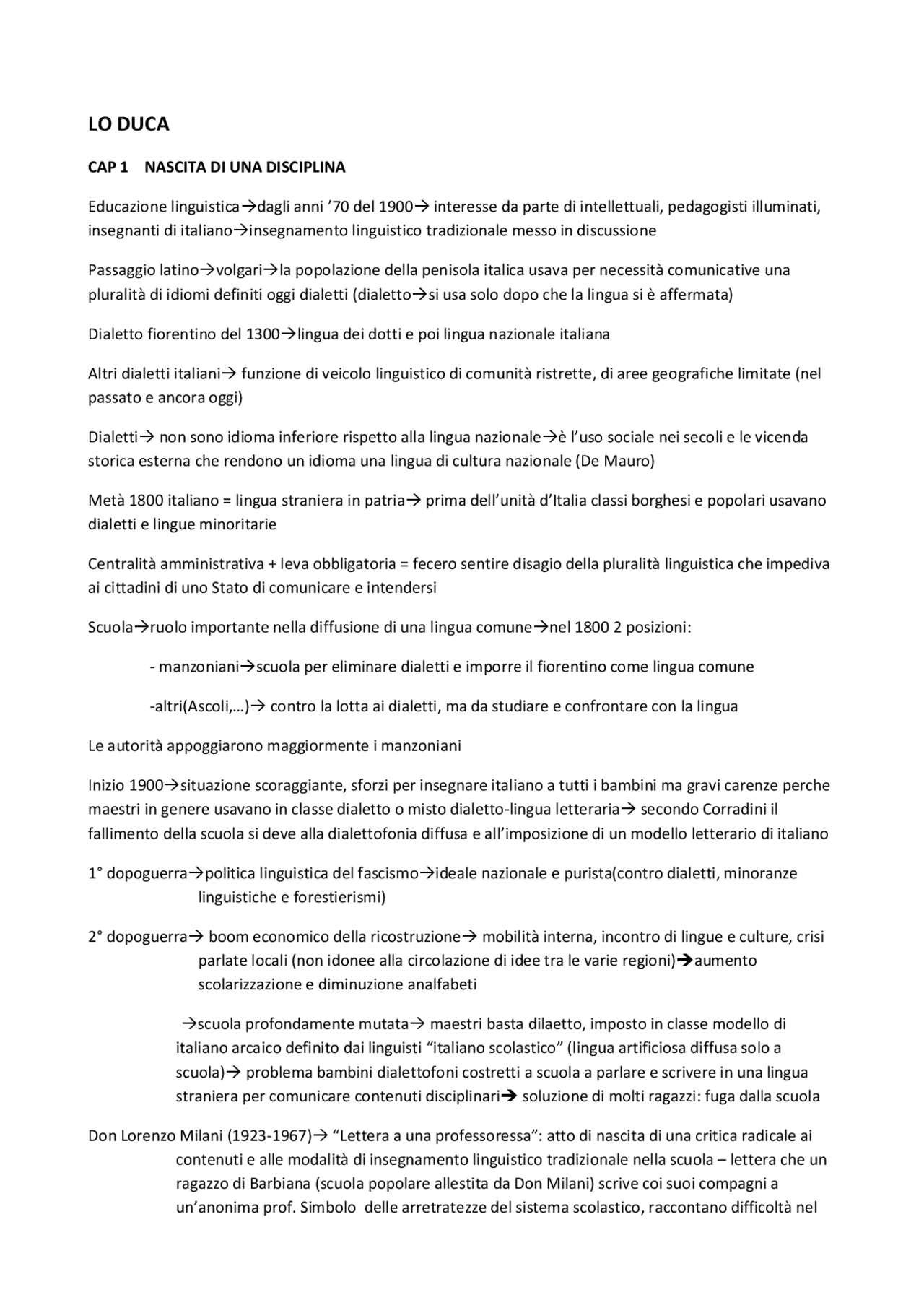 Lingua italiana ed educazione linguistica - Lo Duca - Docsity