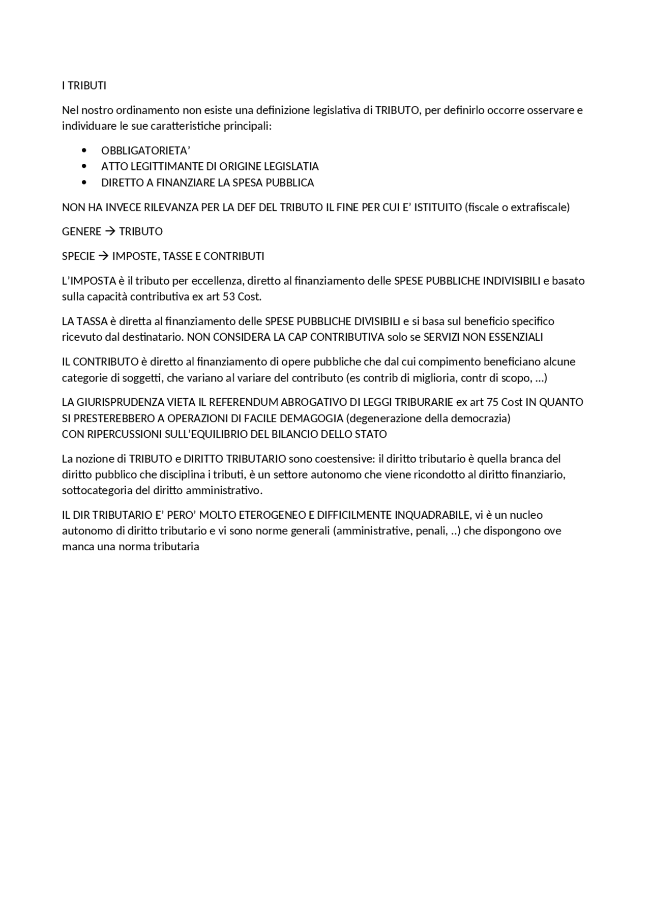 Diritto Tributario Parte Generale Docsity