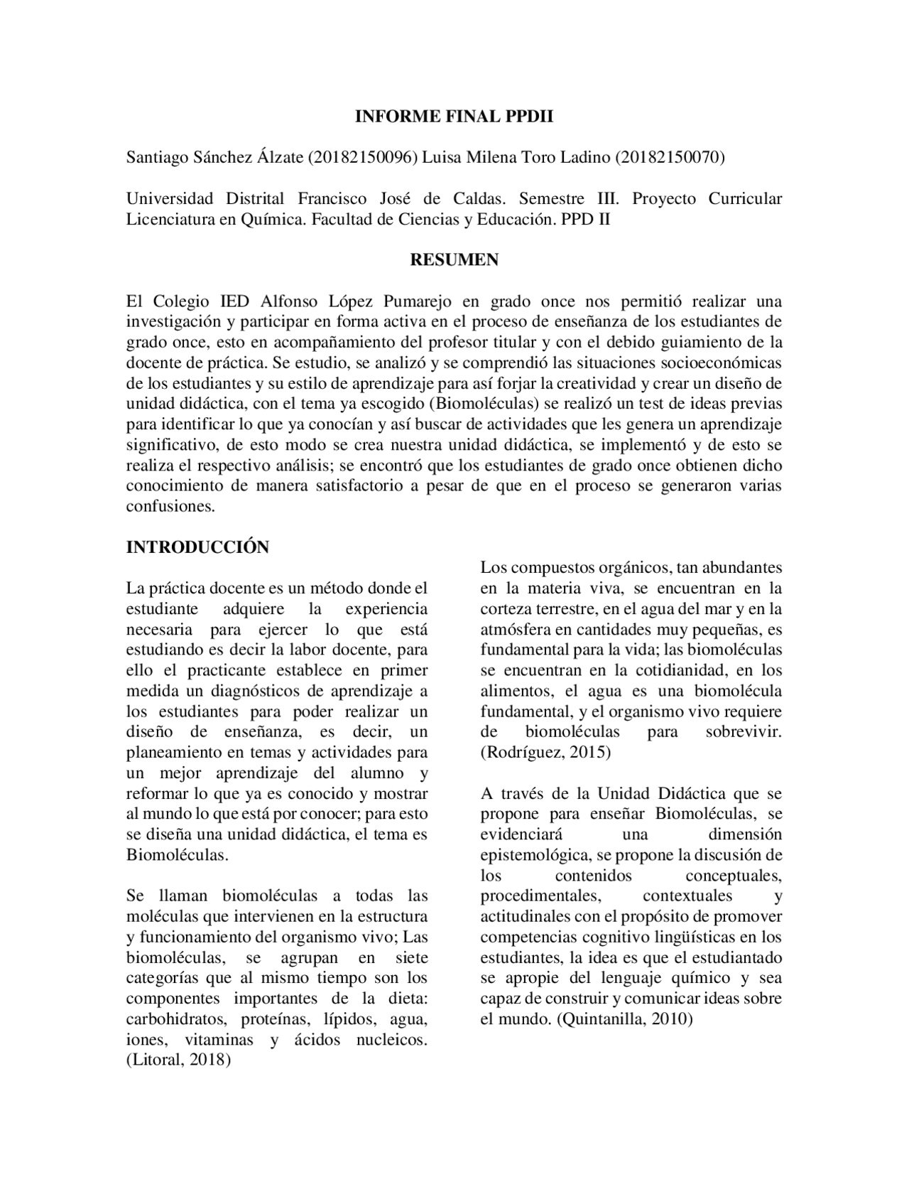 INFORME FINAL PPD II - Docsity