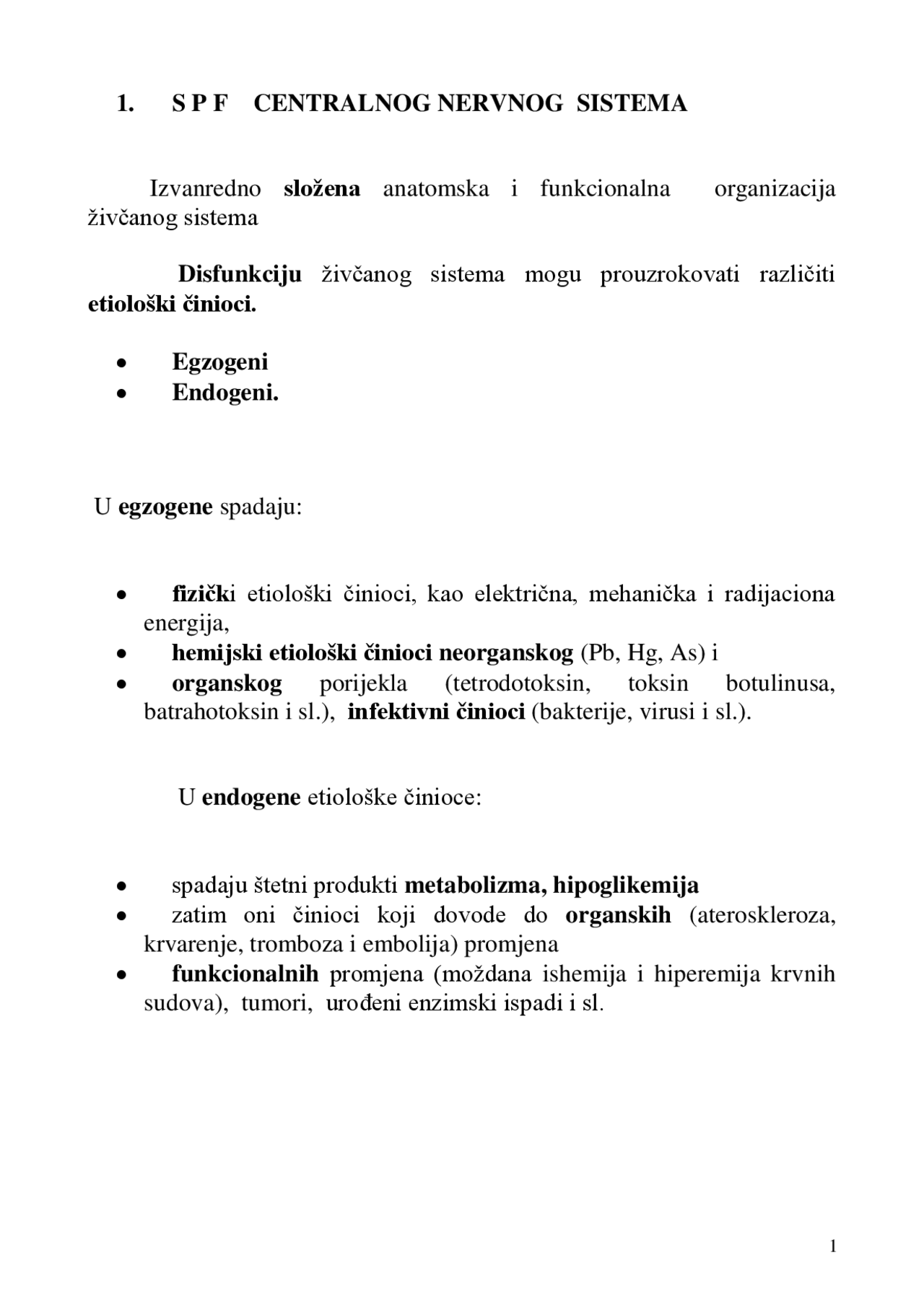 Patofiziologija Centralnog Nervnog Sistema Skripte Predlog