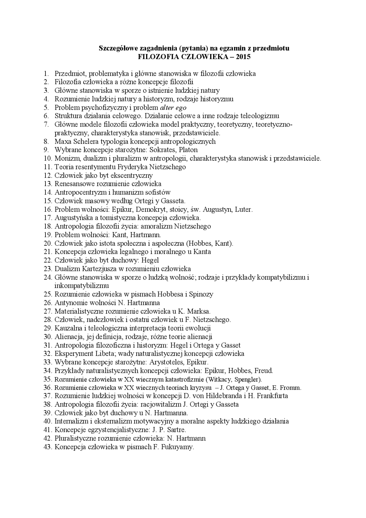 Filozofia człowieka: zagadnienia na egzamin - Docsity