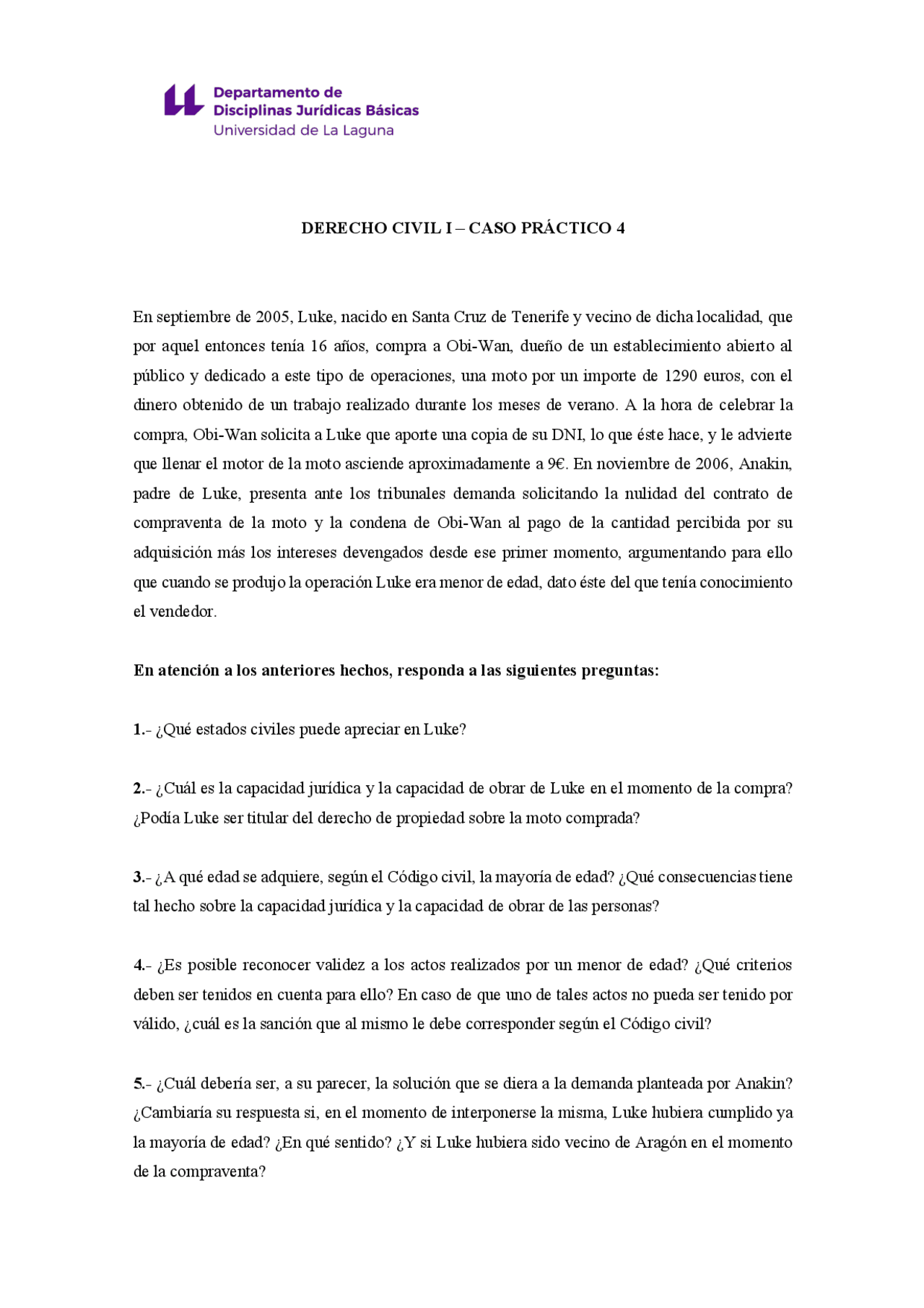 Caso Practico 4 Derecho Civil Exercises Of Civil Law Docsity