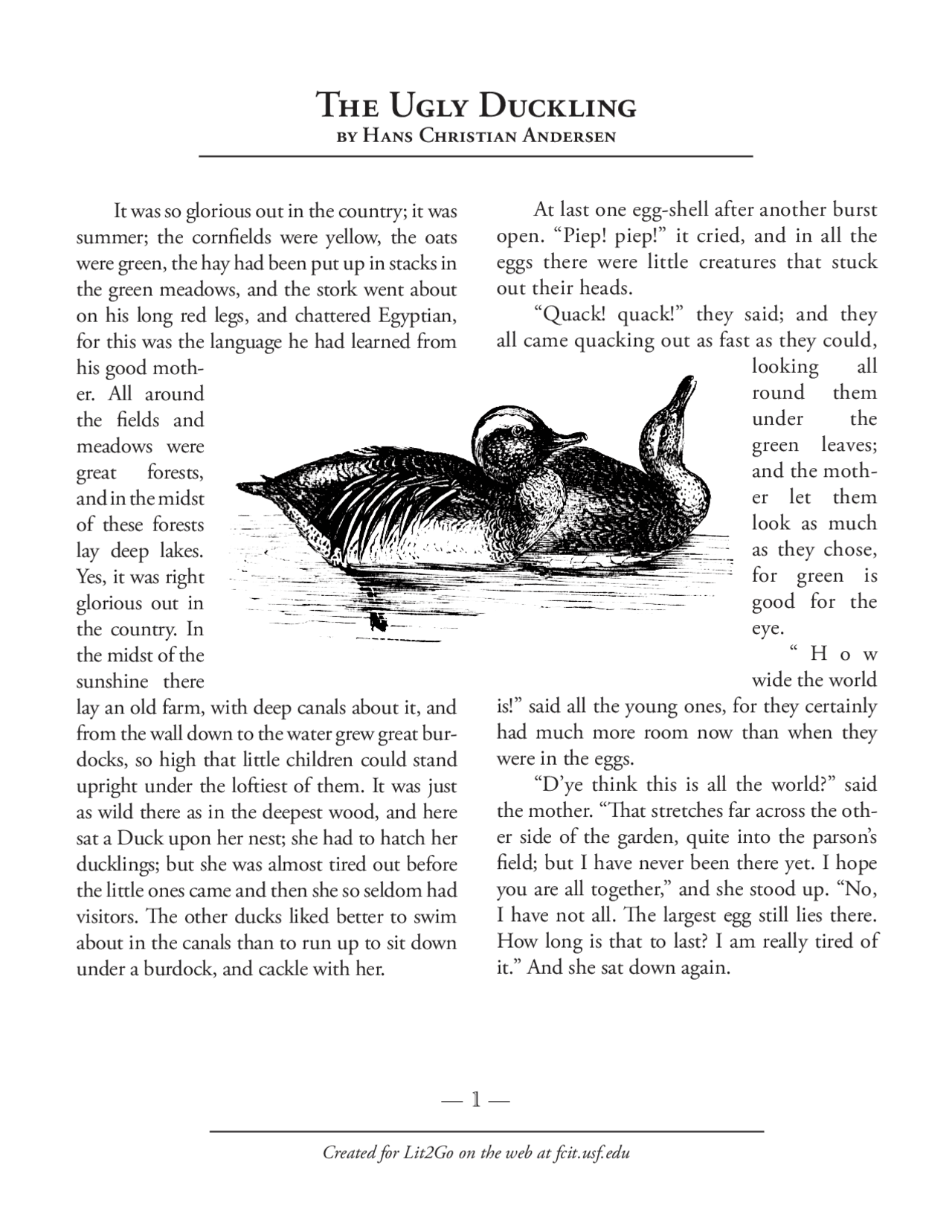 The Ugly Duckling: A Tale of Self-Discovery by Hans Christian Andersen | Summaries English | Docsity