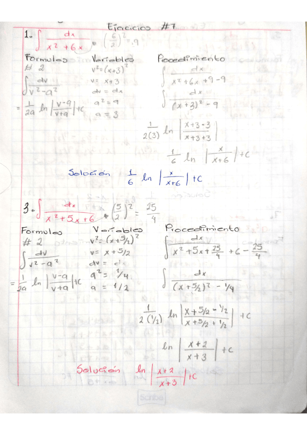 Ejercicios #7 Cálculo Integral CONAMAT | Ejercicios de Cálculo diferencial y integral | Docsity