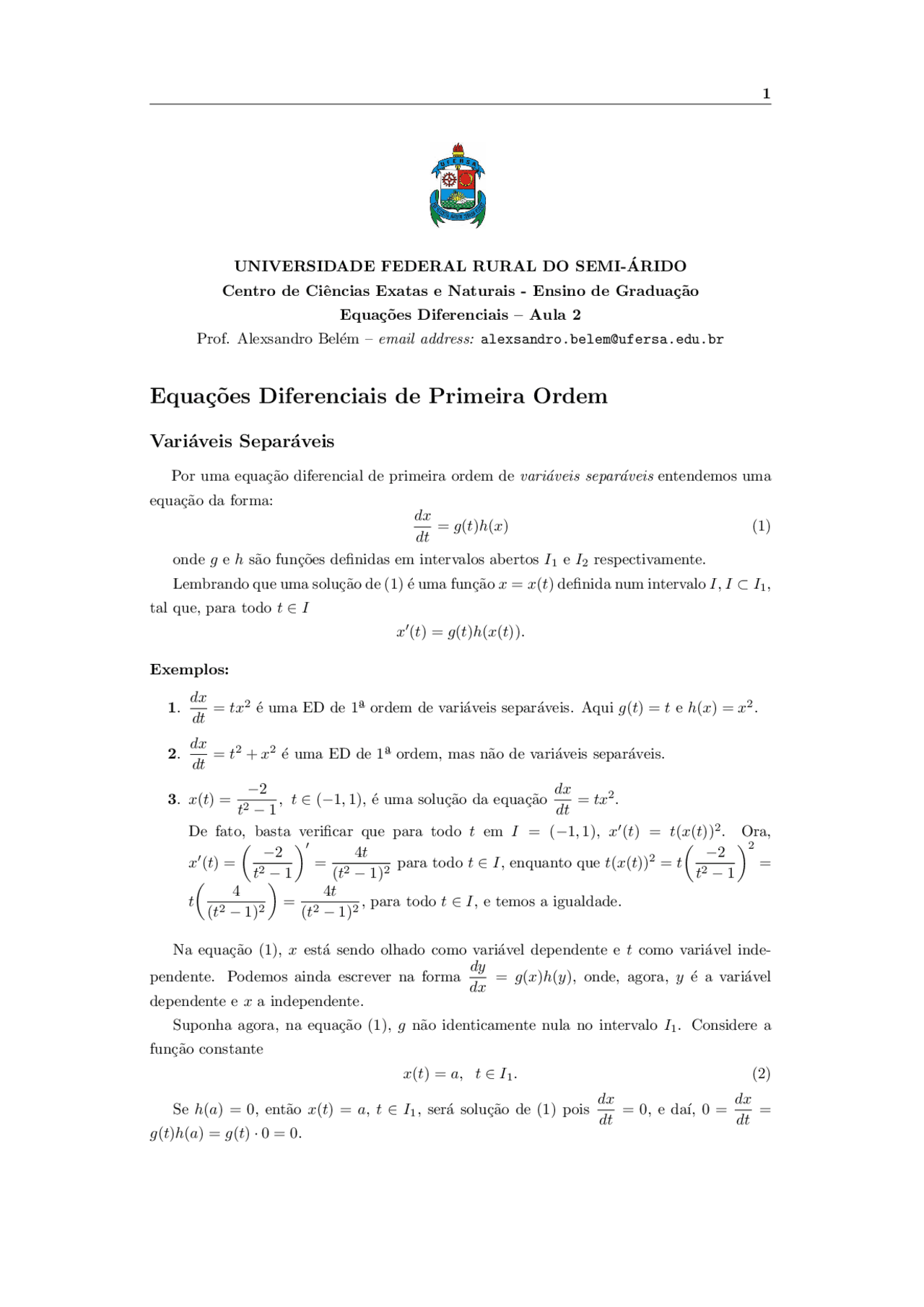 Aula Equações Diferenciais Docsity