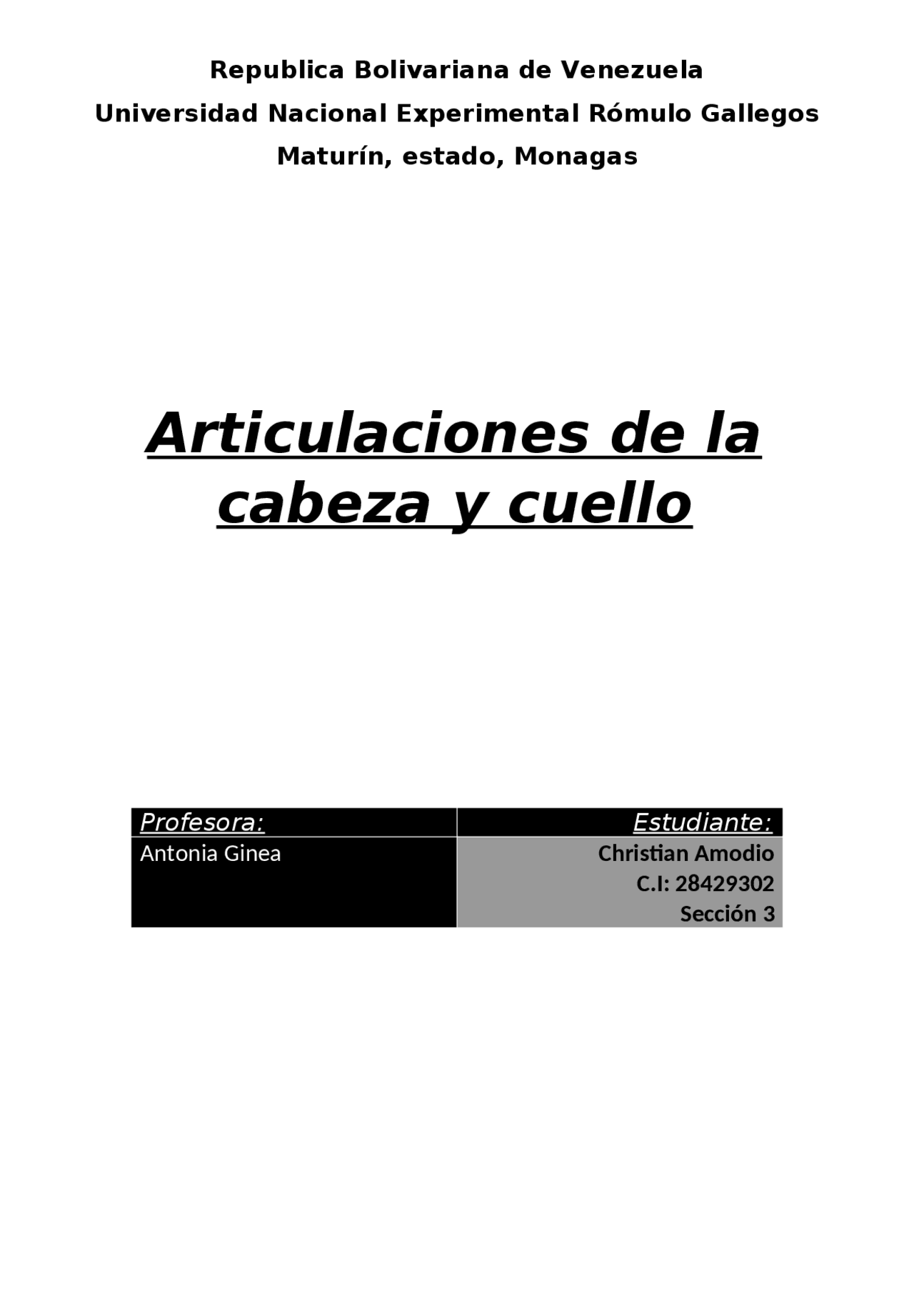 Articulaciones De La Cabeza Y Cuello Apuntes De Anatomía Docsity
