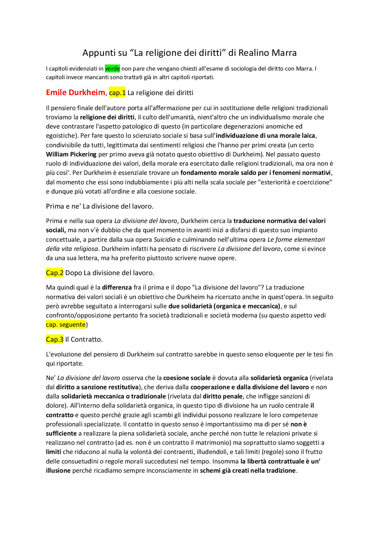 Appunti Su La Religione Dei Diritti Docsity
