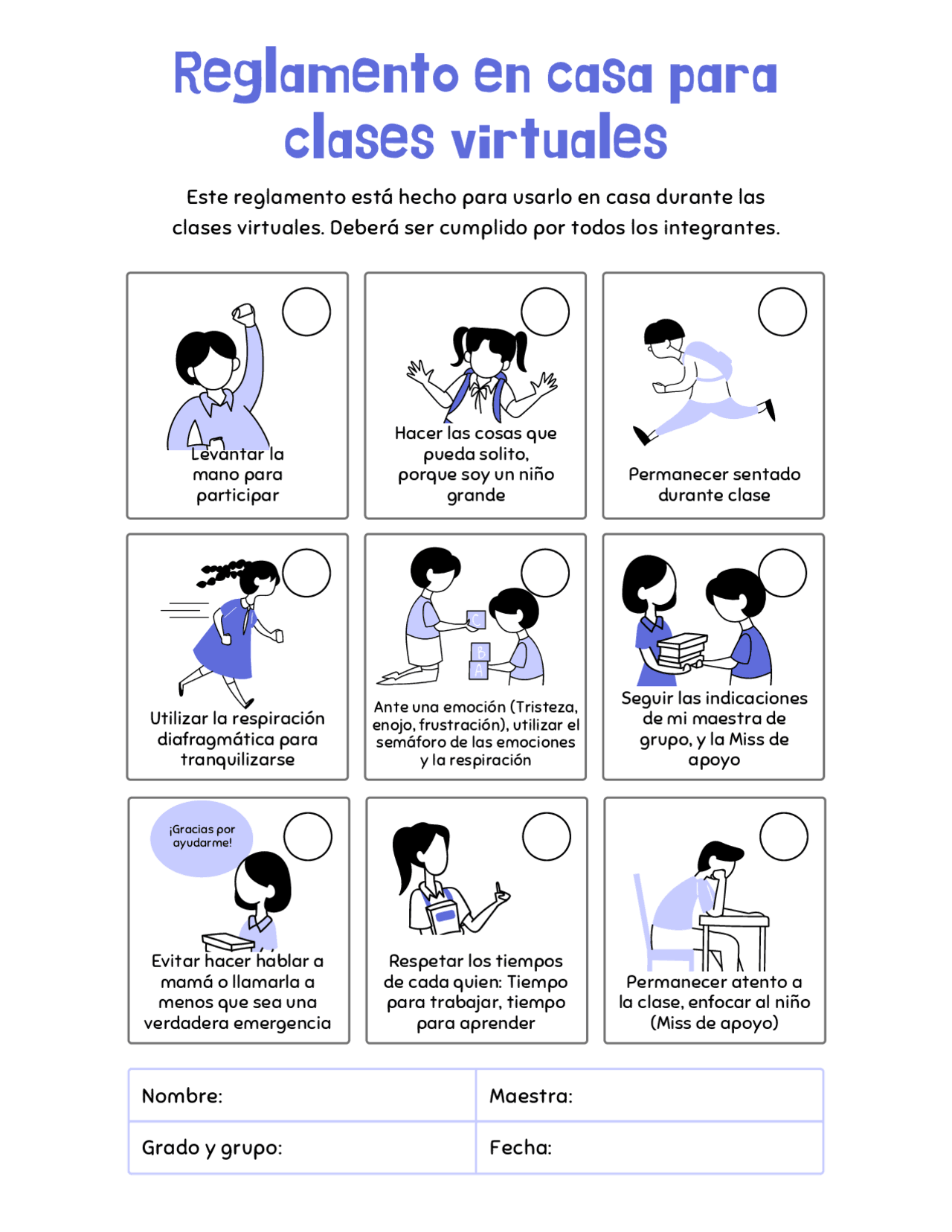 Reglamento clases virtuales niños - Docsity