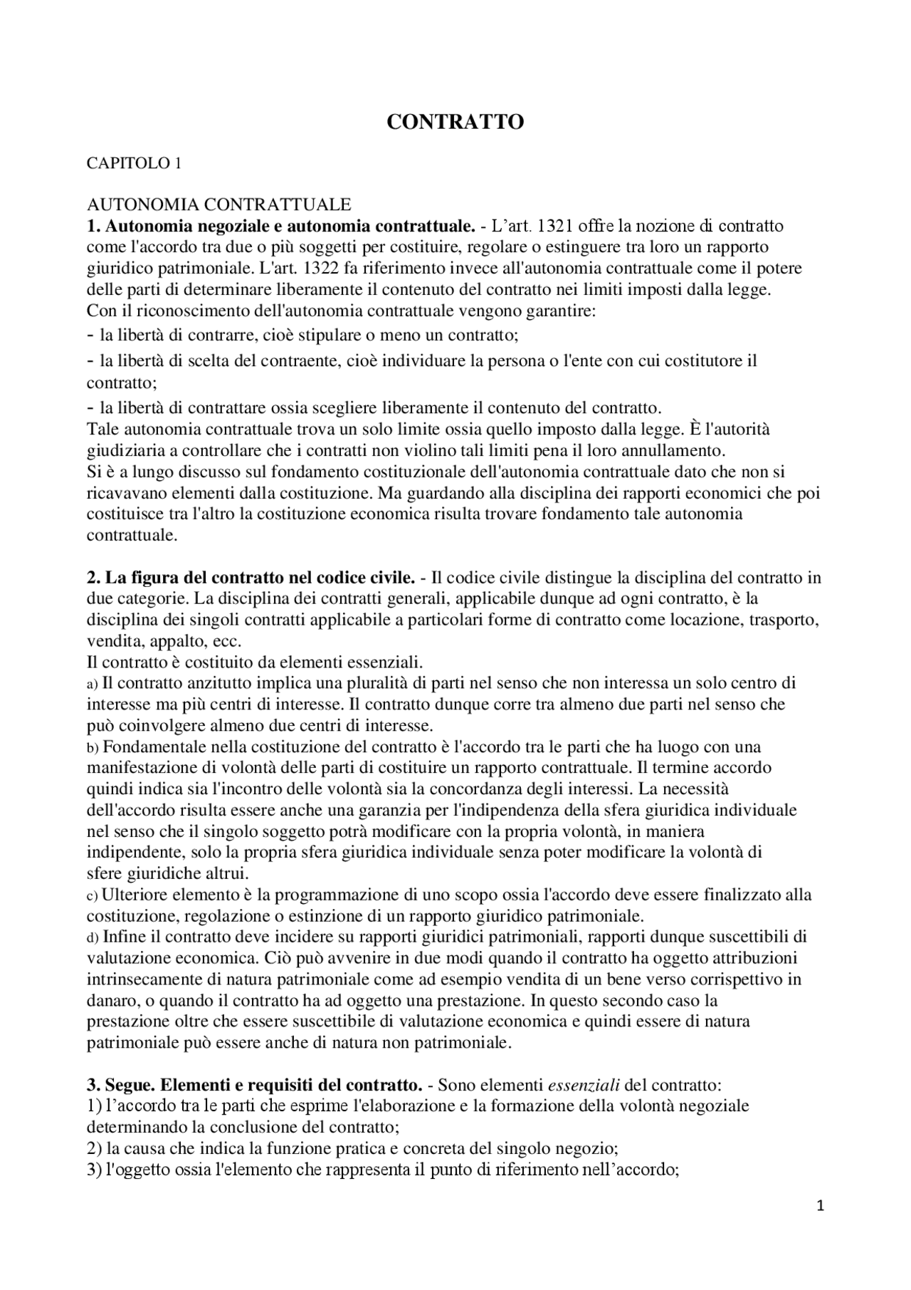 Il contratto - diritto privato - Docsity
